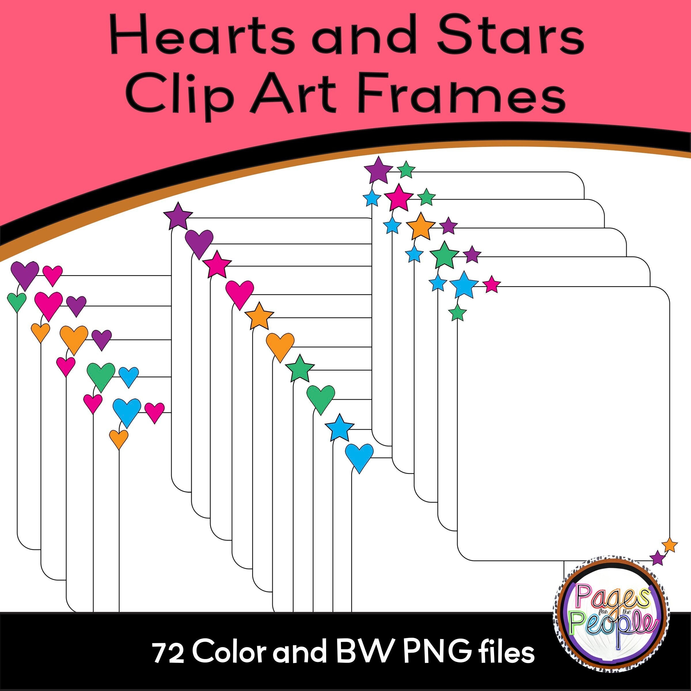 Hearts and Stars Clip Art Frames - Etsy