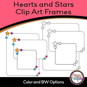 Hearts and Stars Clip Art Frames - Etsy