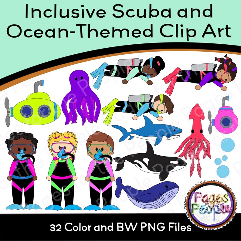 Inclusive Scuba and Ocean-themed Clip Art - Etsy