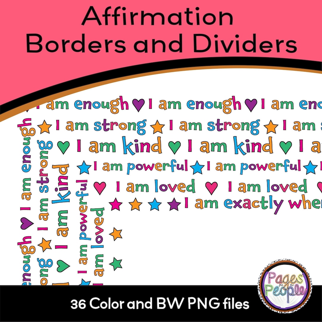 Daily Affirmation Clip Art Borders - Etsy