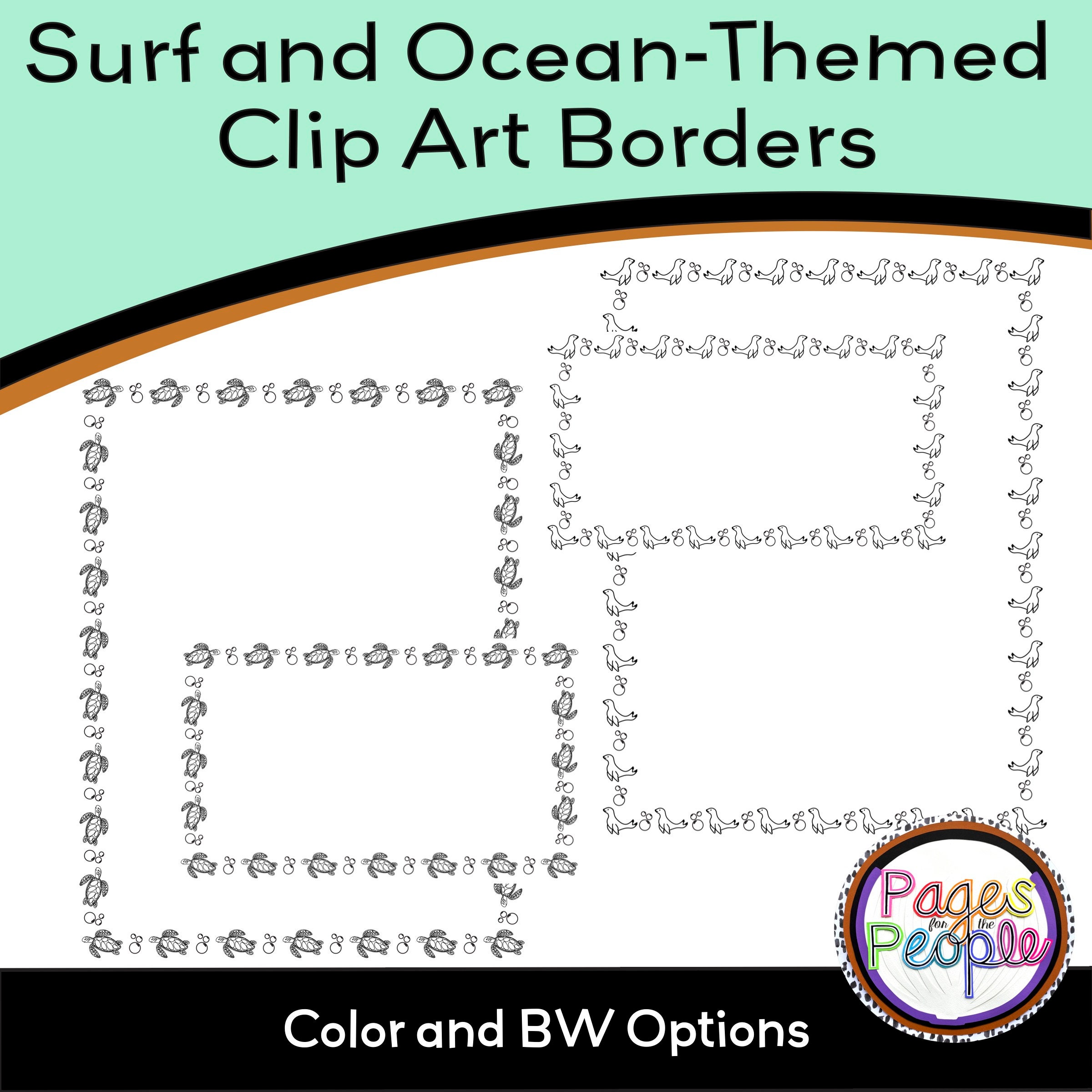 Surf and Ocean Themed Clip Art Borders - Etsy