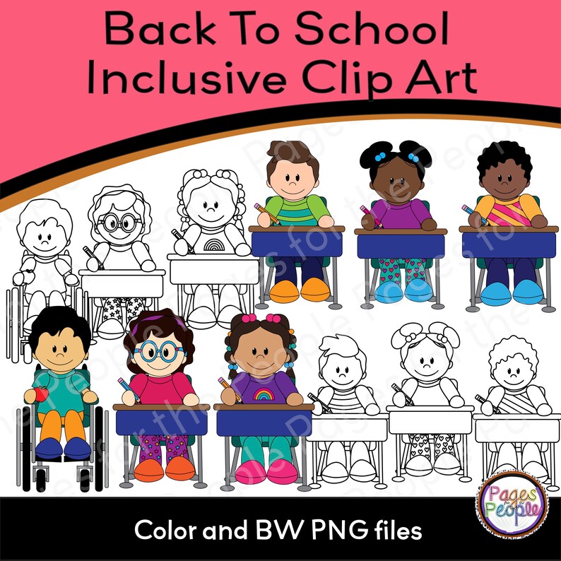 Back to School Inclusive Clip Art Kids - Etsy