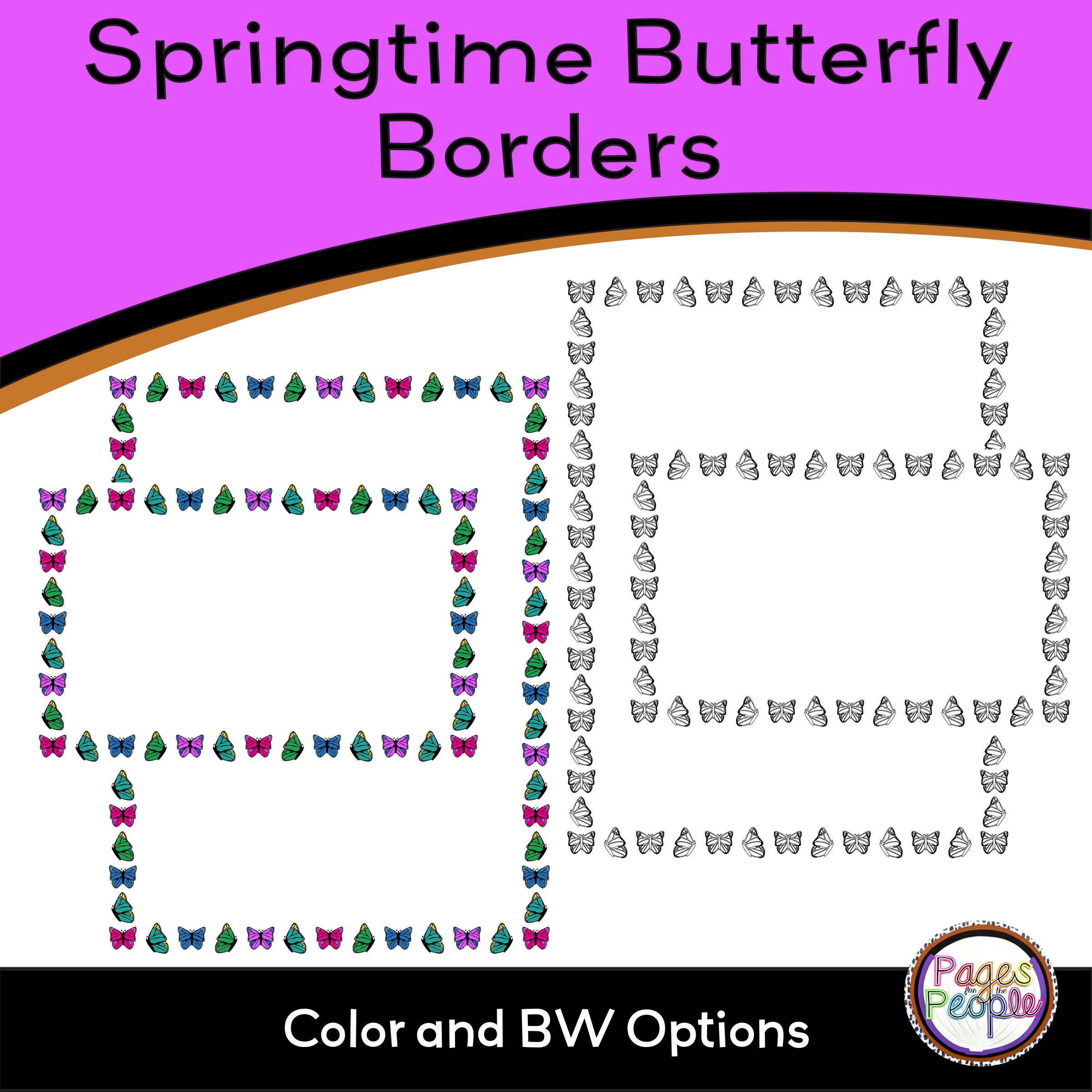 Springtime Butterfly Clip Art Borders - Etsy
