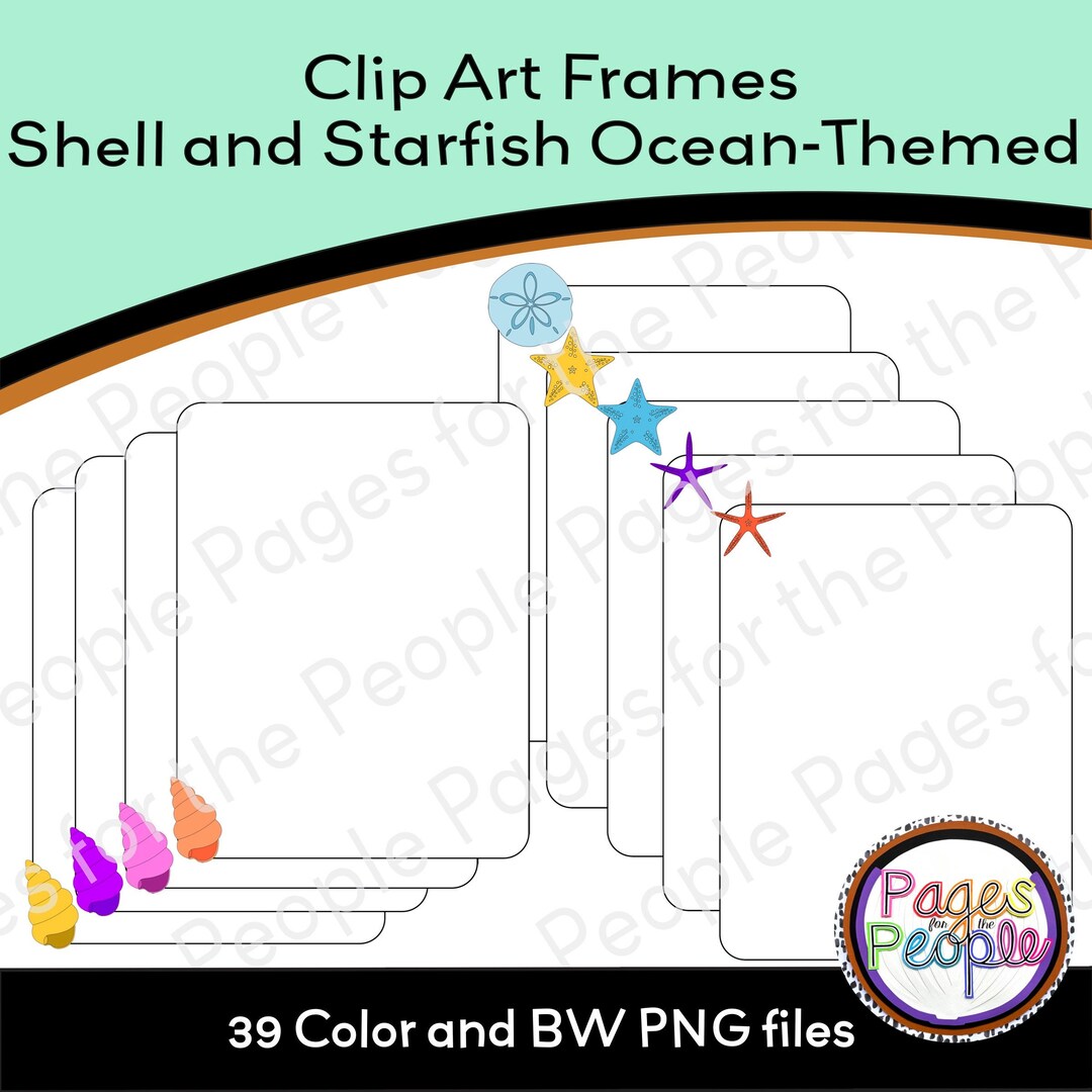 Shells and Starfish Ocean Themed Clip Art Frames - Etsy