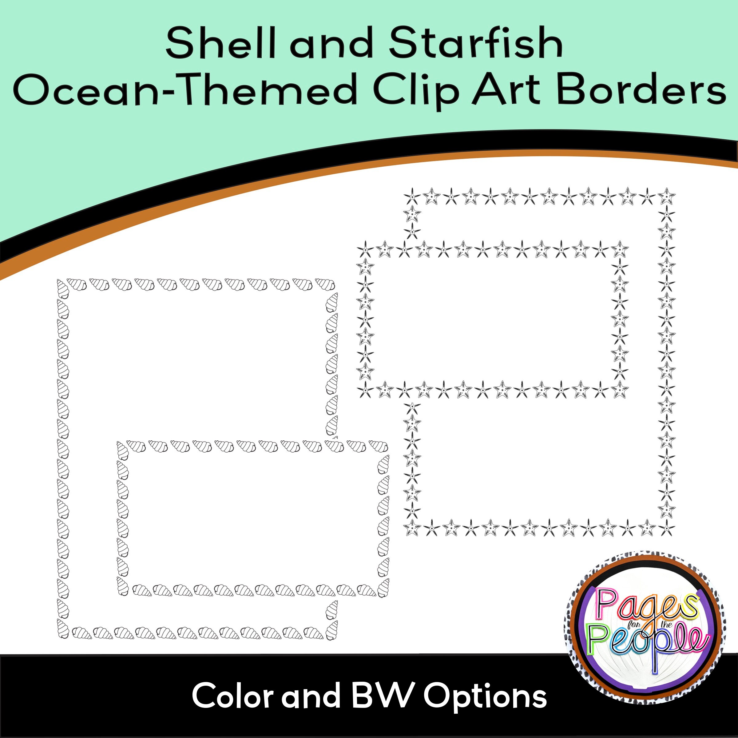 Shell and Starfish Ocean-themed Clip Art Borders - Etsy