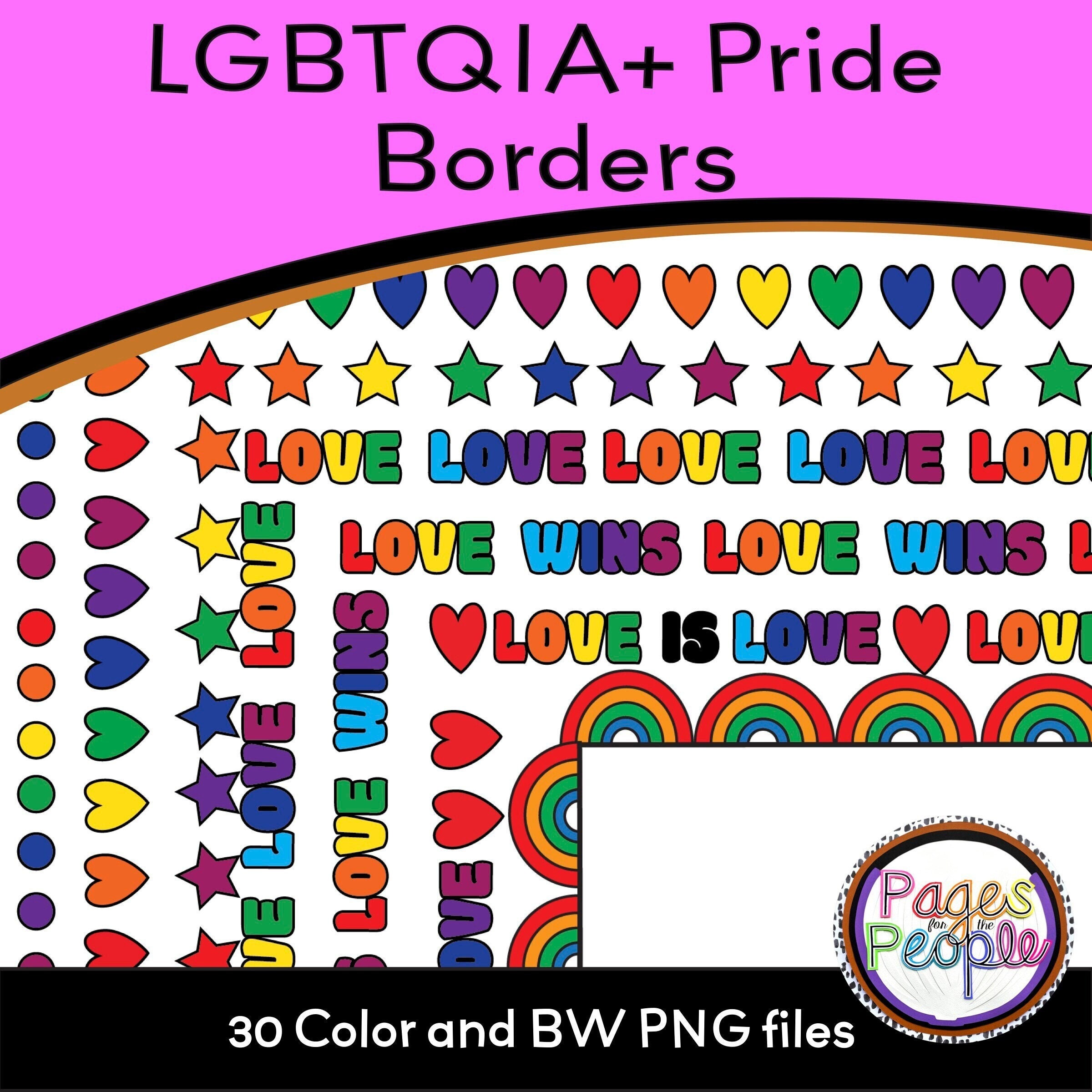 LGBTQIA+ Pride Clip Art Borders - Etsy