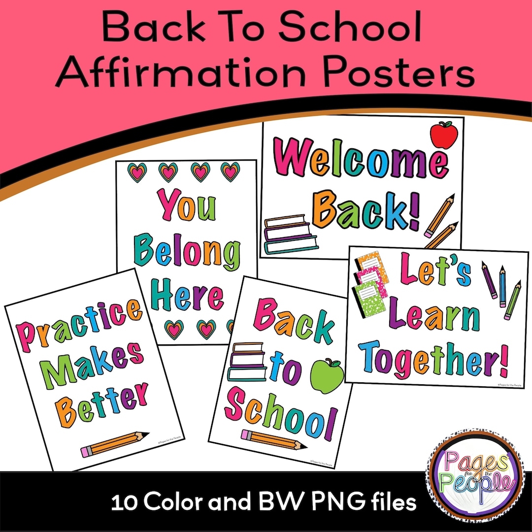 Back to School Affirmation Clip Art Posters - Etsy