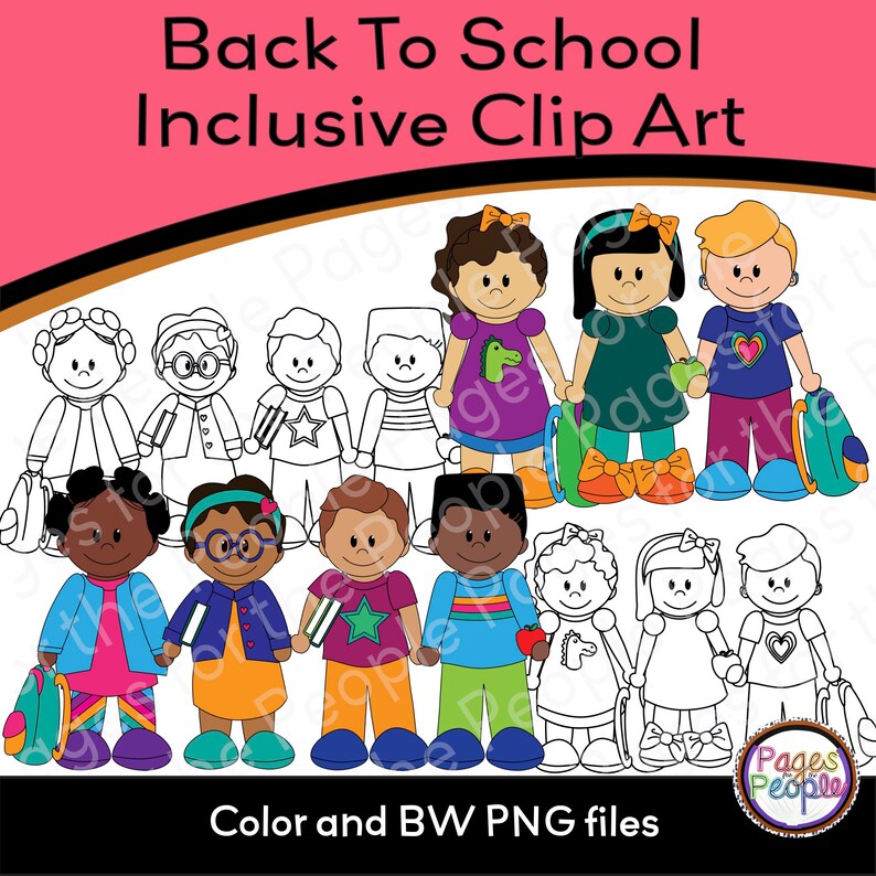 Back to School Inclusive Clip Art Kids - Etsy