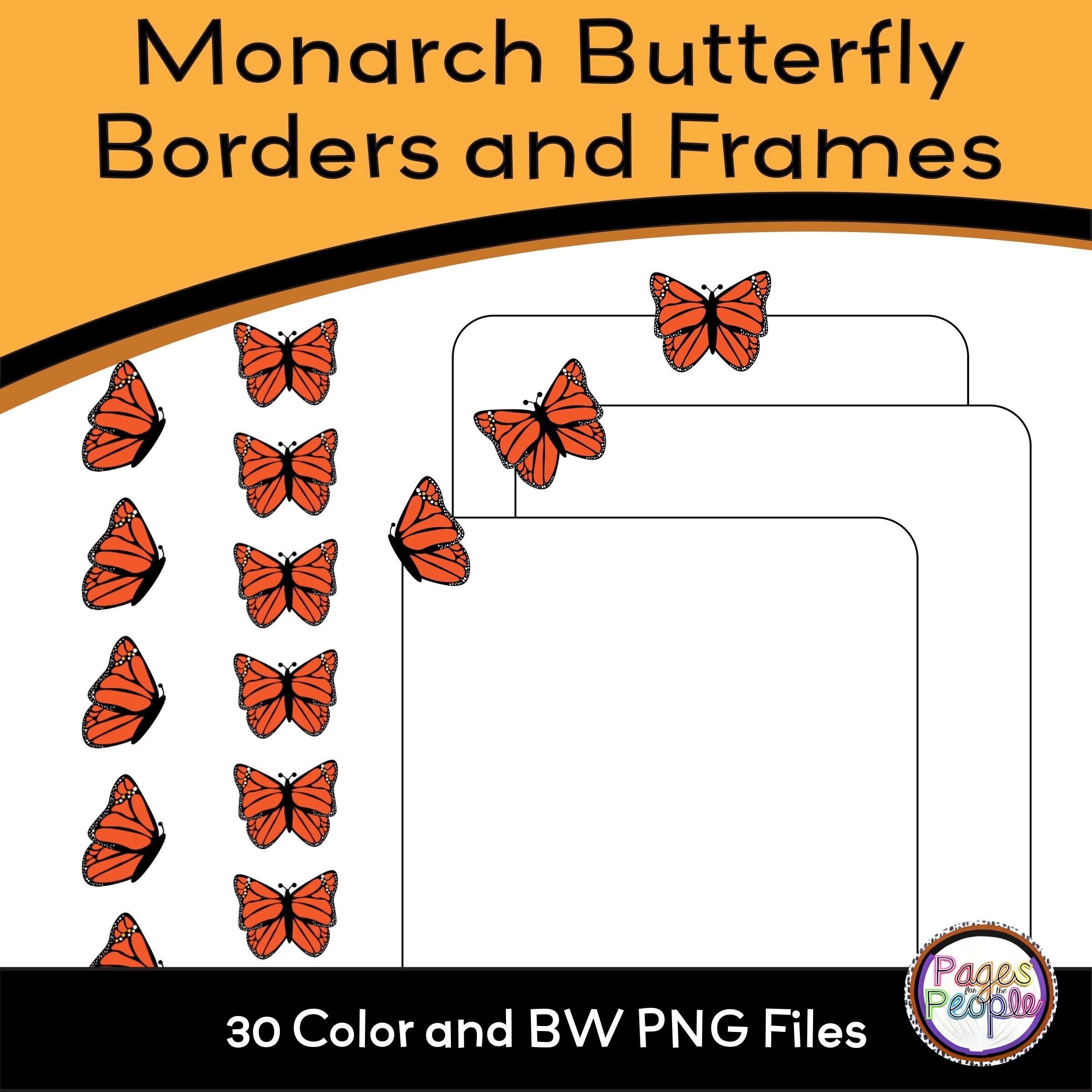 Monarch Butterfly Clip Art Borders and Frames - Etsy