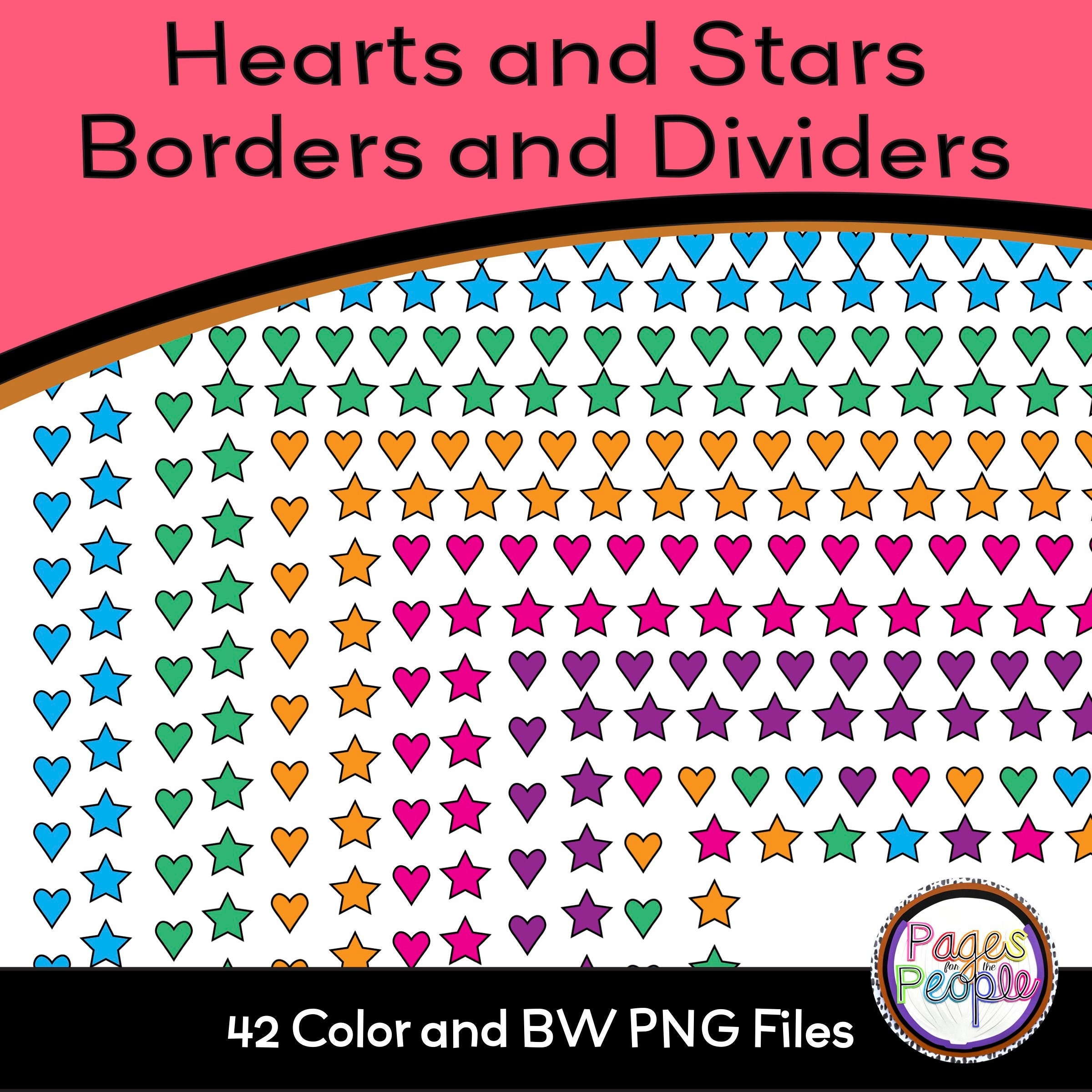 Hearts and Stars Clip Art Borders - Etsy