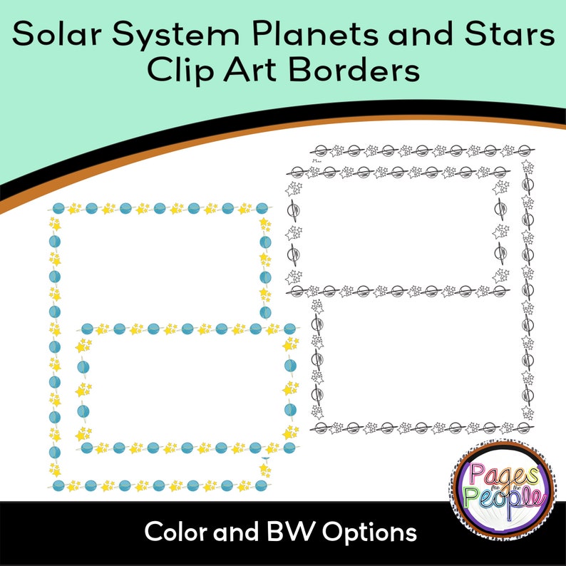 Solar System Planets and Stars Clip Art Borders - Etsy Australia