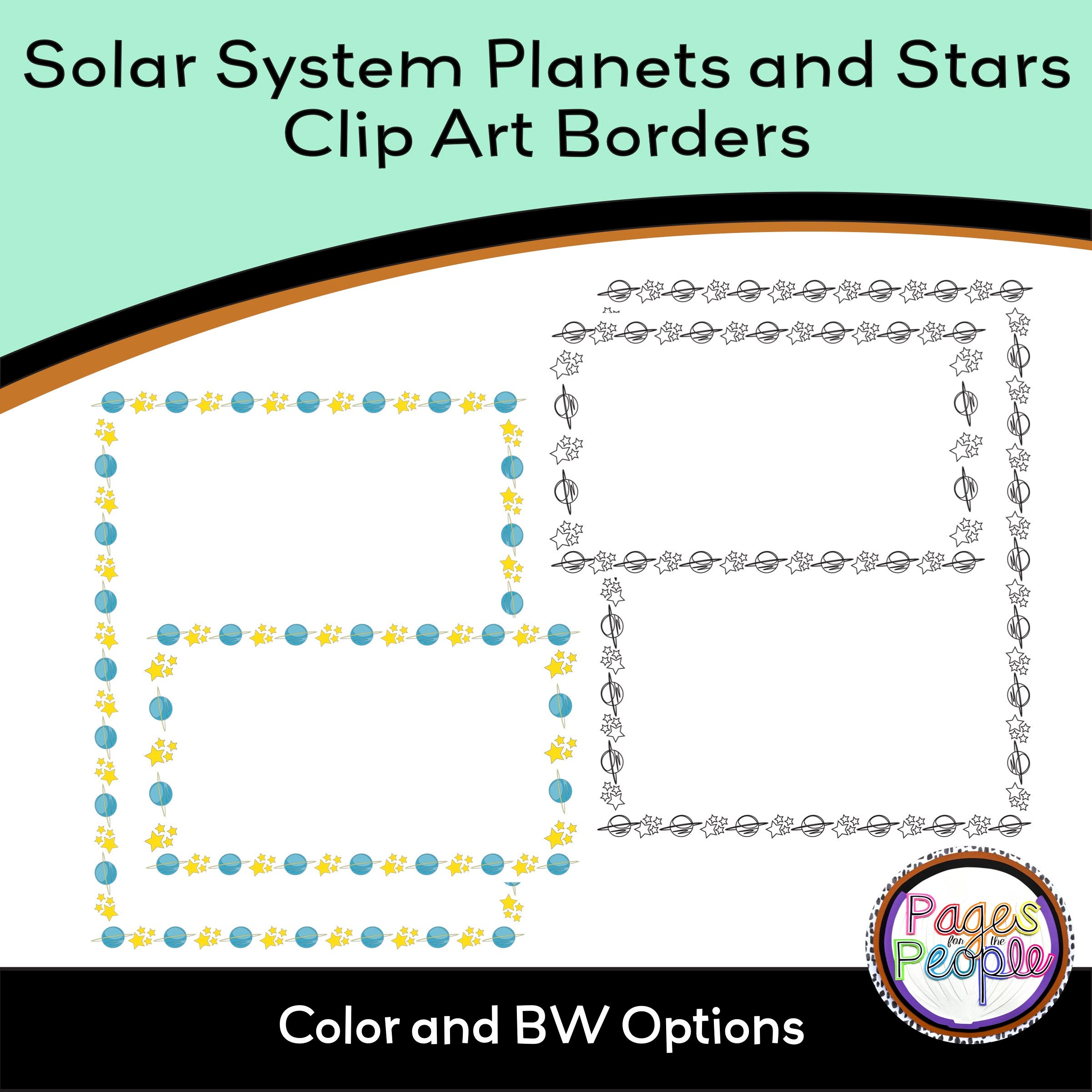 Solar System Planets and Stars Clip Art Borders - Etsy
