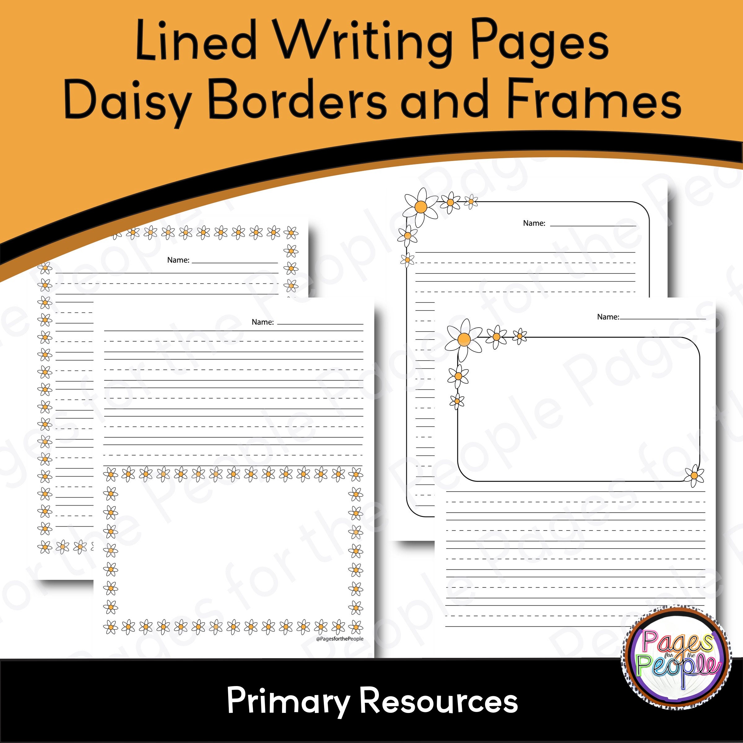 Daisy Clip Art Frame Lined Writing Paper Printable (digital Download ...