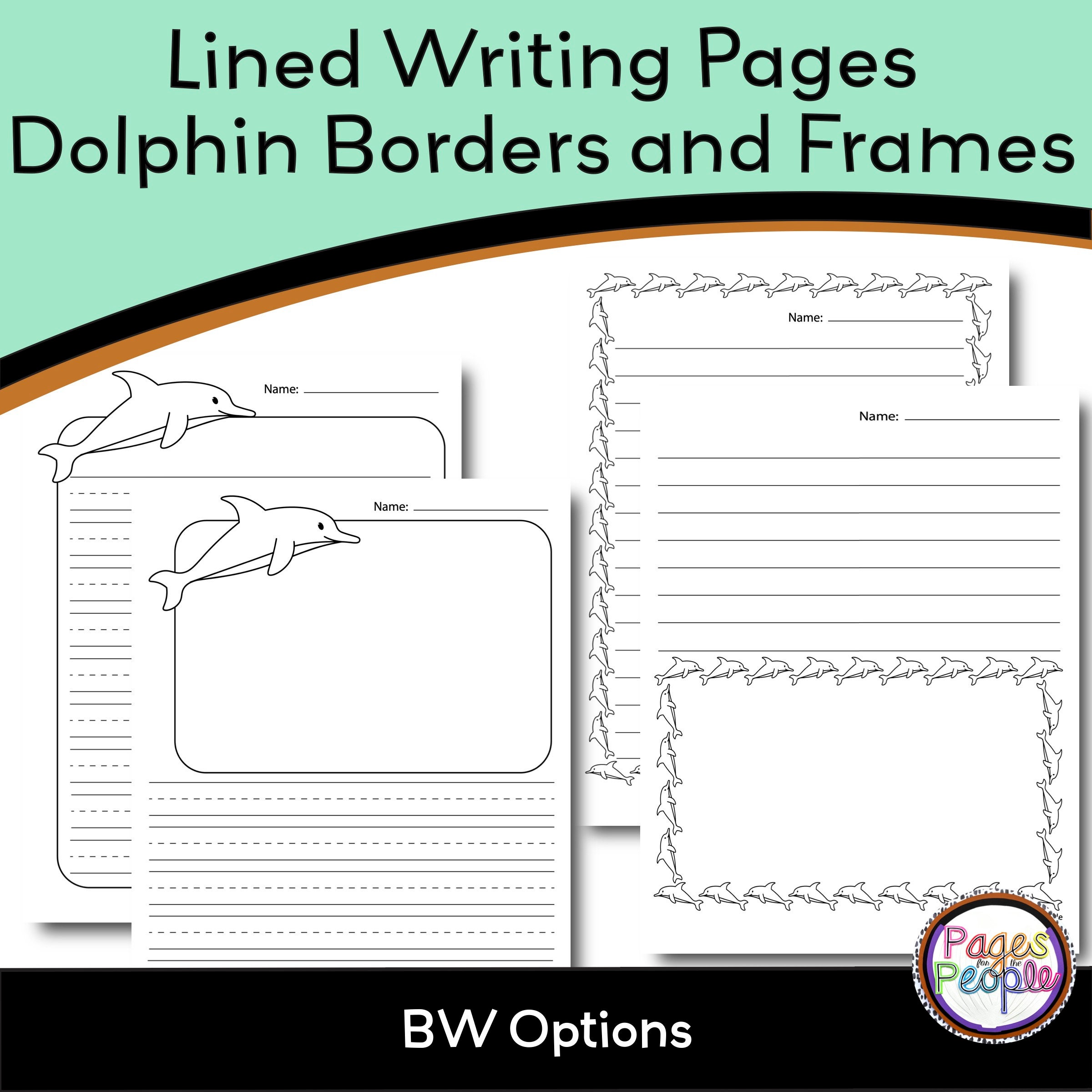 Dolphin Clip Art Lined Writing Paper Printable (digital Download) - Etsy