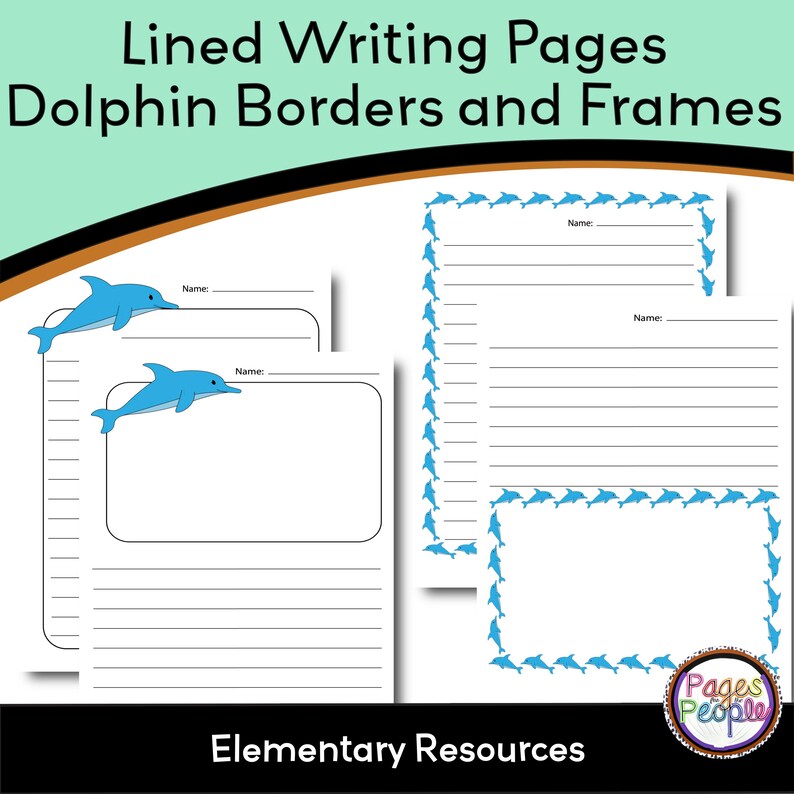 Dolphin Clip Art Lined Writing Paper Printable digital - Etsy