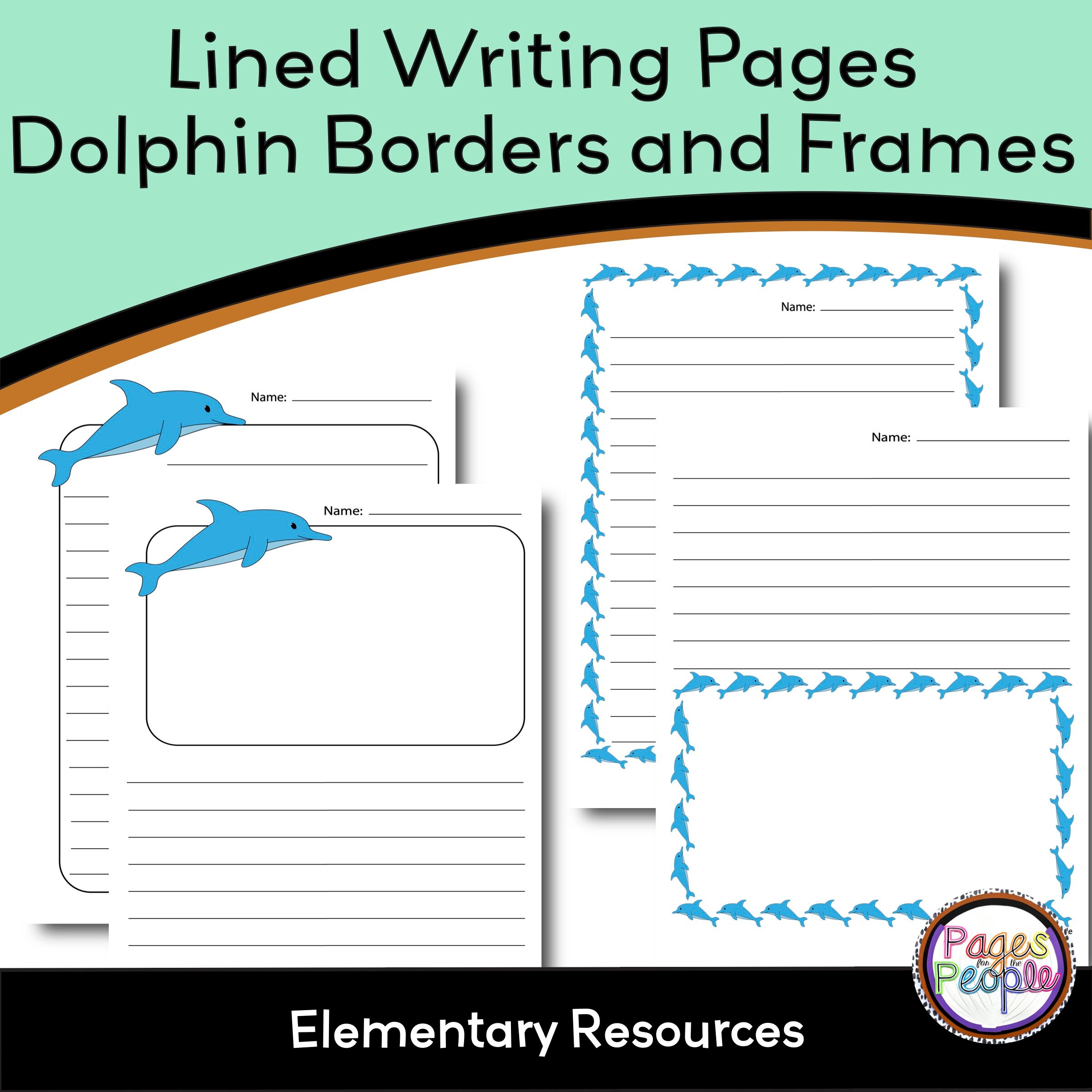 Dolphin Clip Art Lined Writing Paper Printable digital Download - Etsy