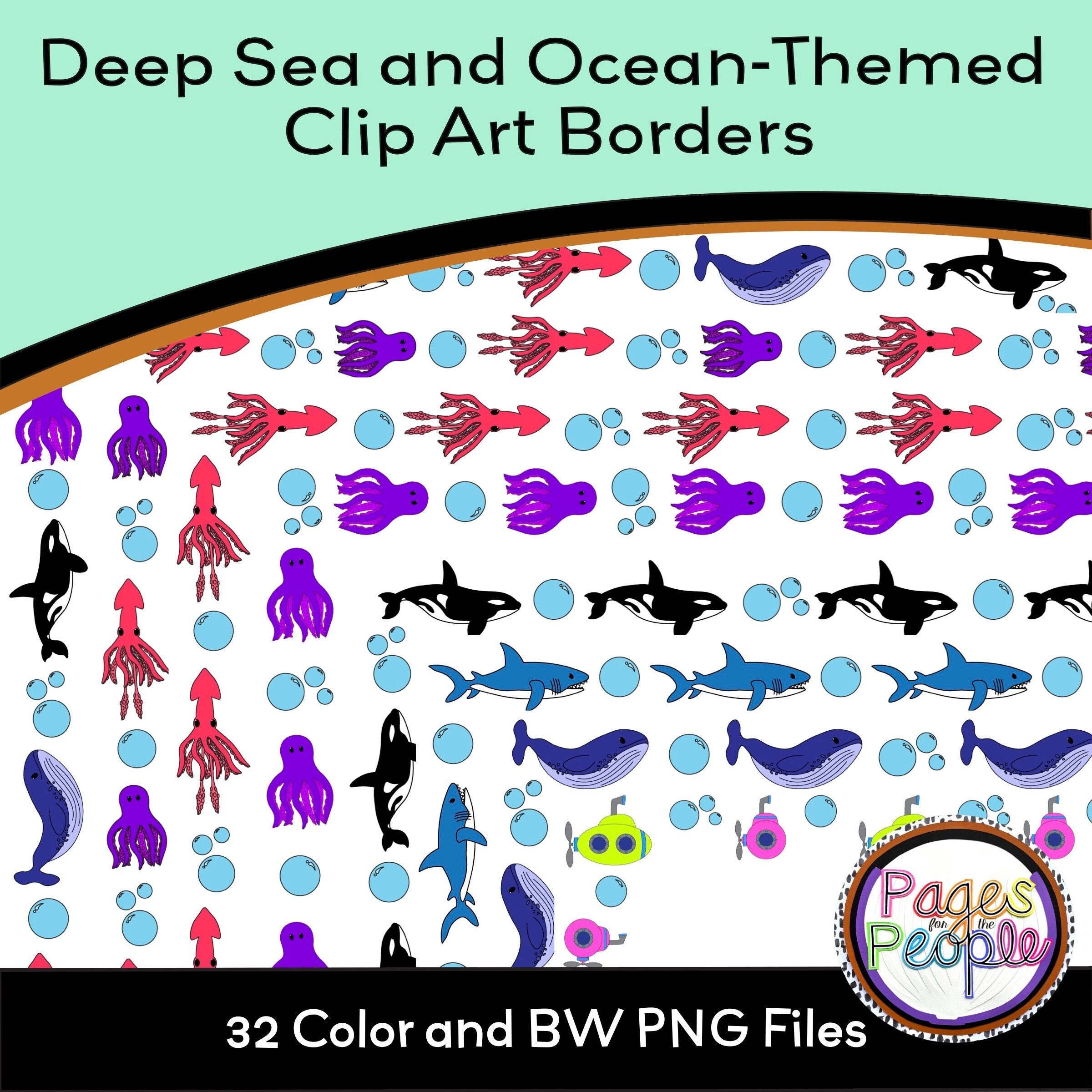 Deep Sea and Ocean-themed Clip Art Borders - Etsy