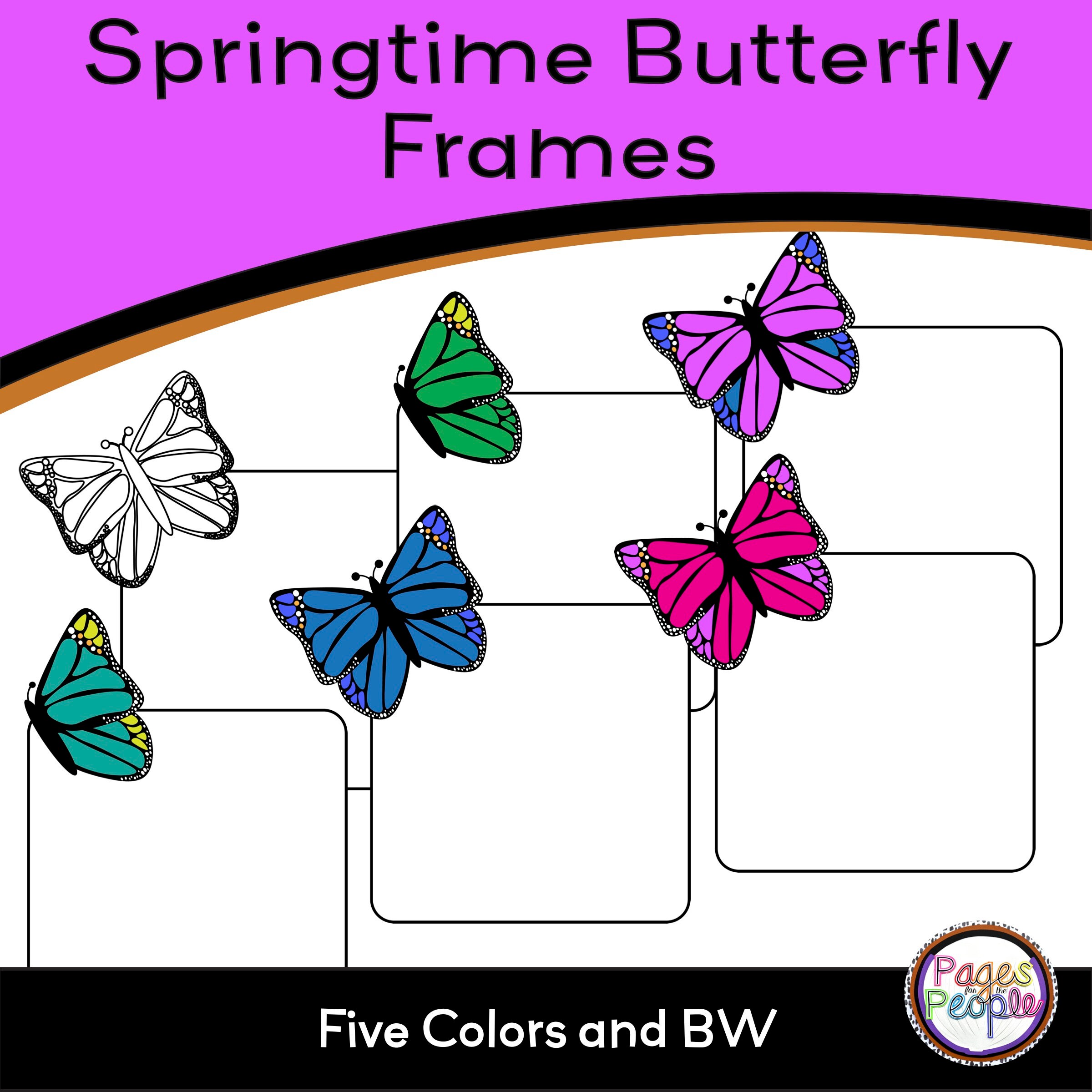 Springtime Butterfly Clip Art Frames - Etsy