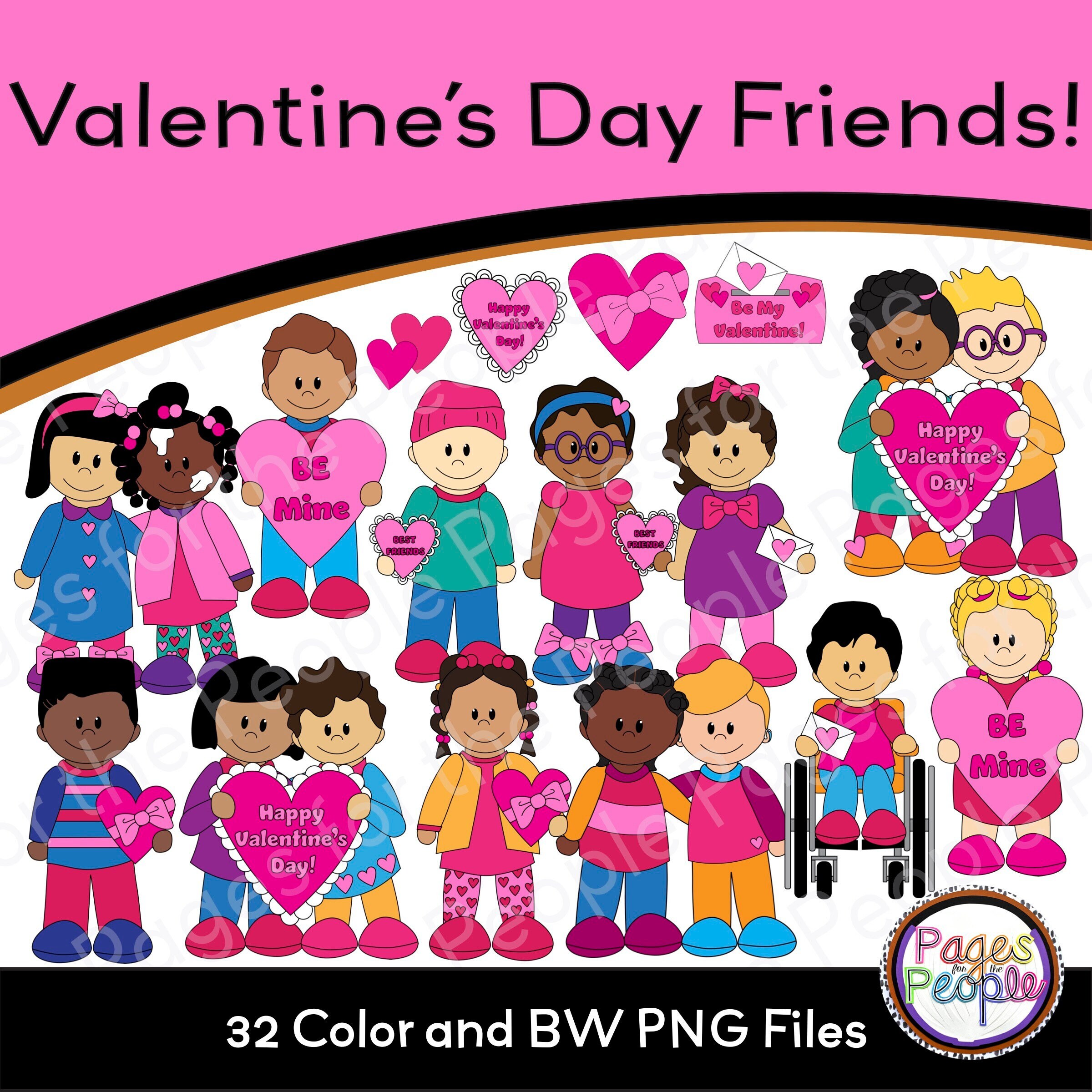Valentine's Day Friends Clip Art - Etsy