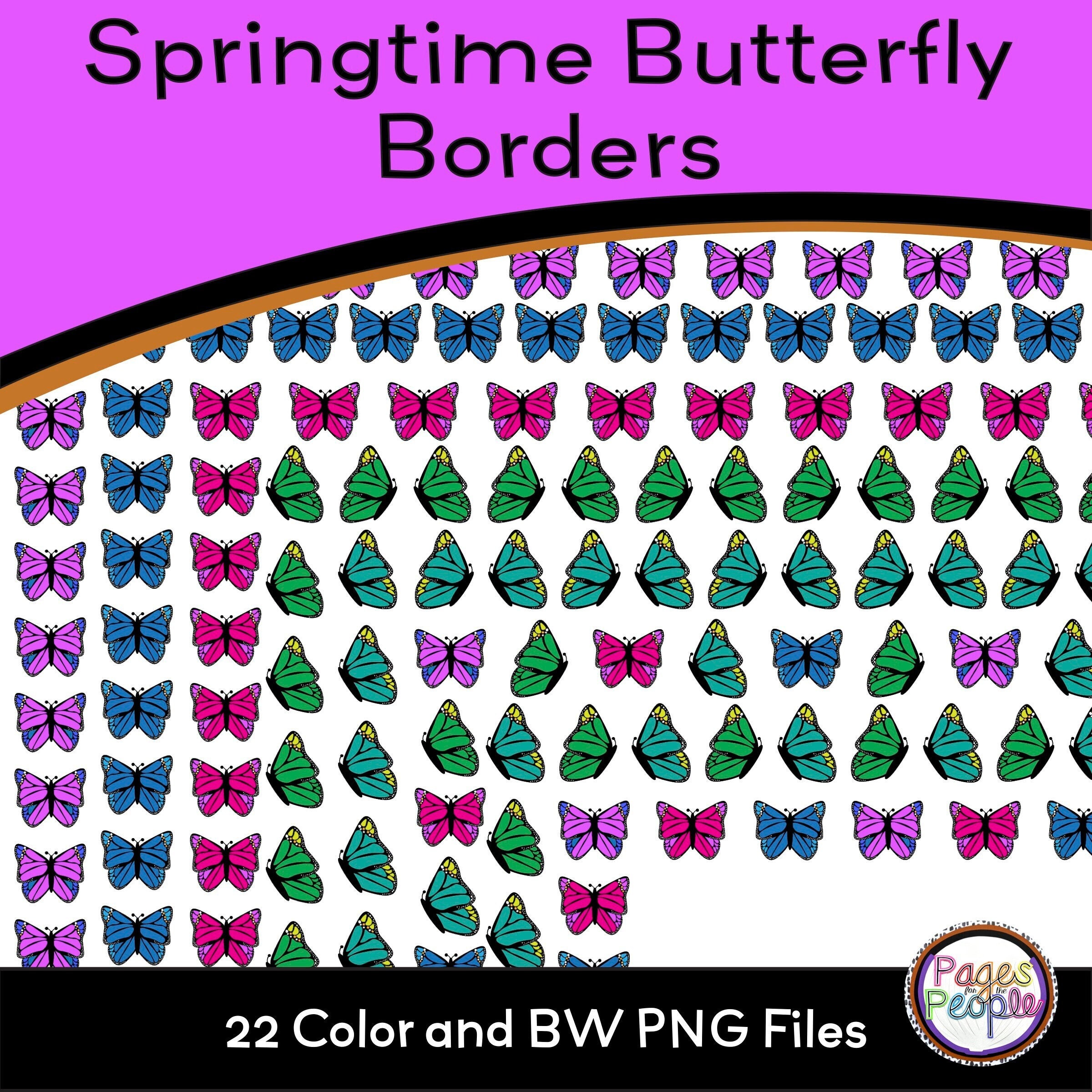 Springtime Butterfly Clip Art Borders - Etsy