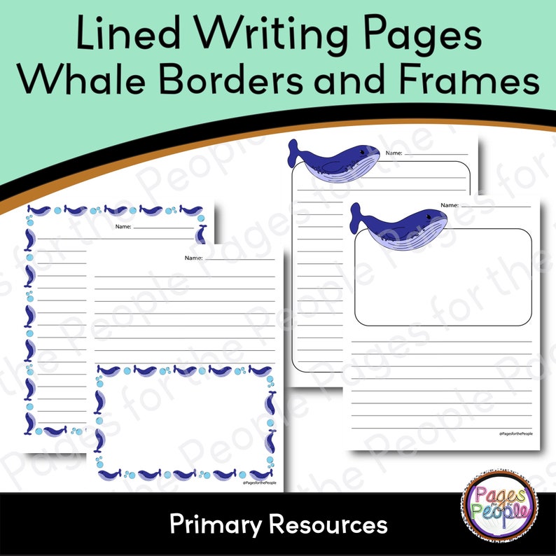 Whale Clip Art Lined Writing Paper Printable (digital Download) - Etsy