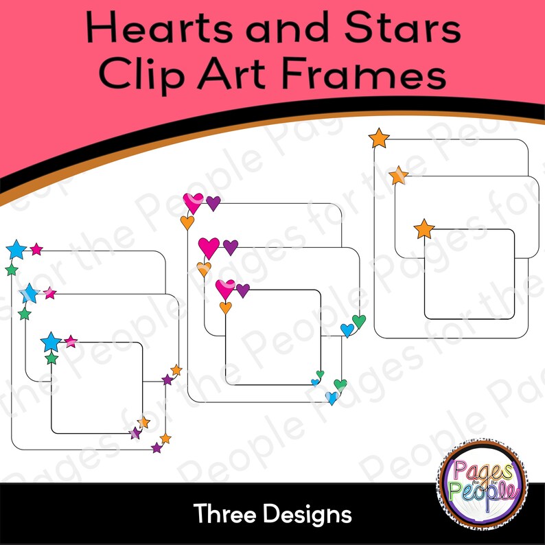 Hearts and Stars Clip Art Frames - Etsy