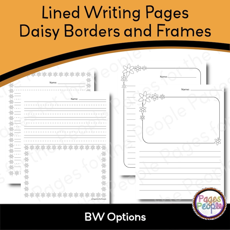 Daisy Clip Art Frame Lined Writing Paper Printable (digital Download ...