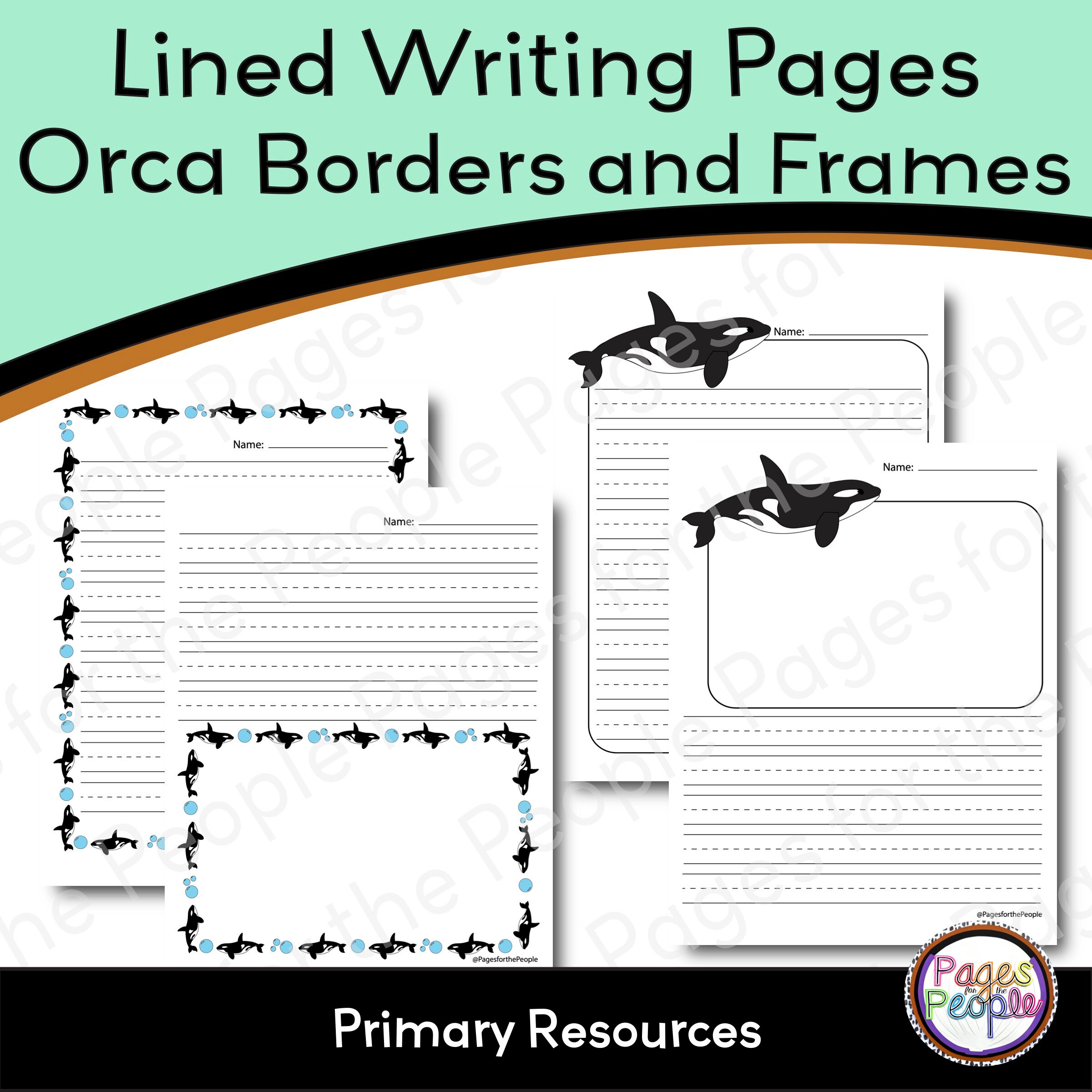 Orca Clip Art Lined Writing Paper Printable (digital Download) - Etsy