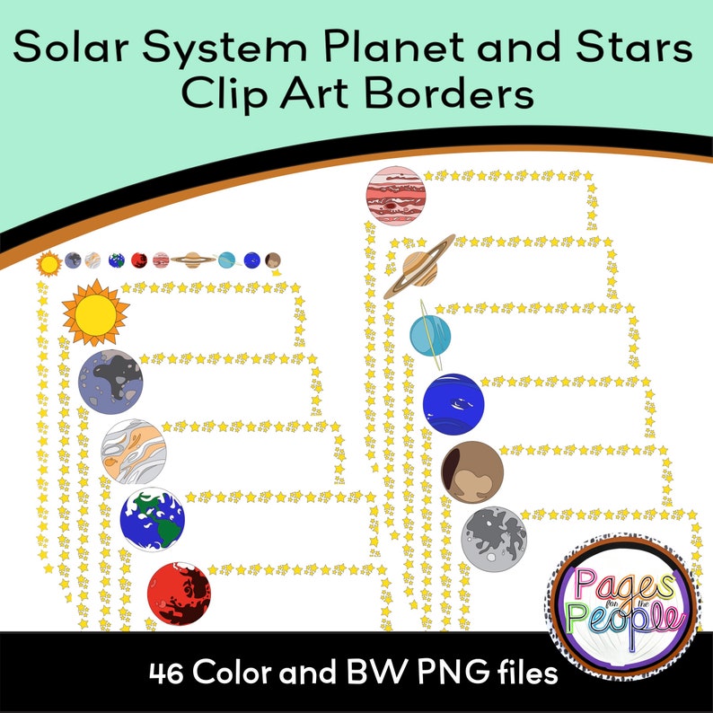 Solar System Planet and Stars Clip Art Borders - Etsy