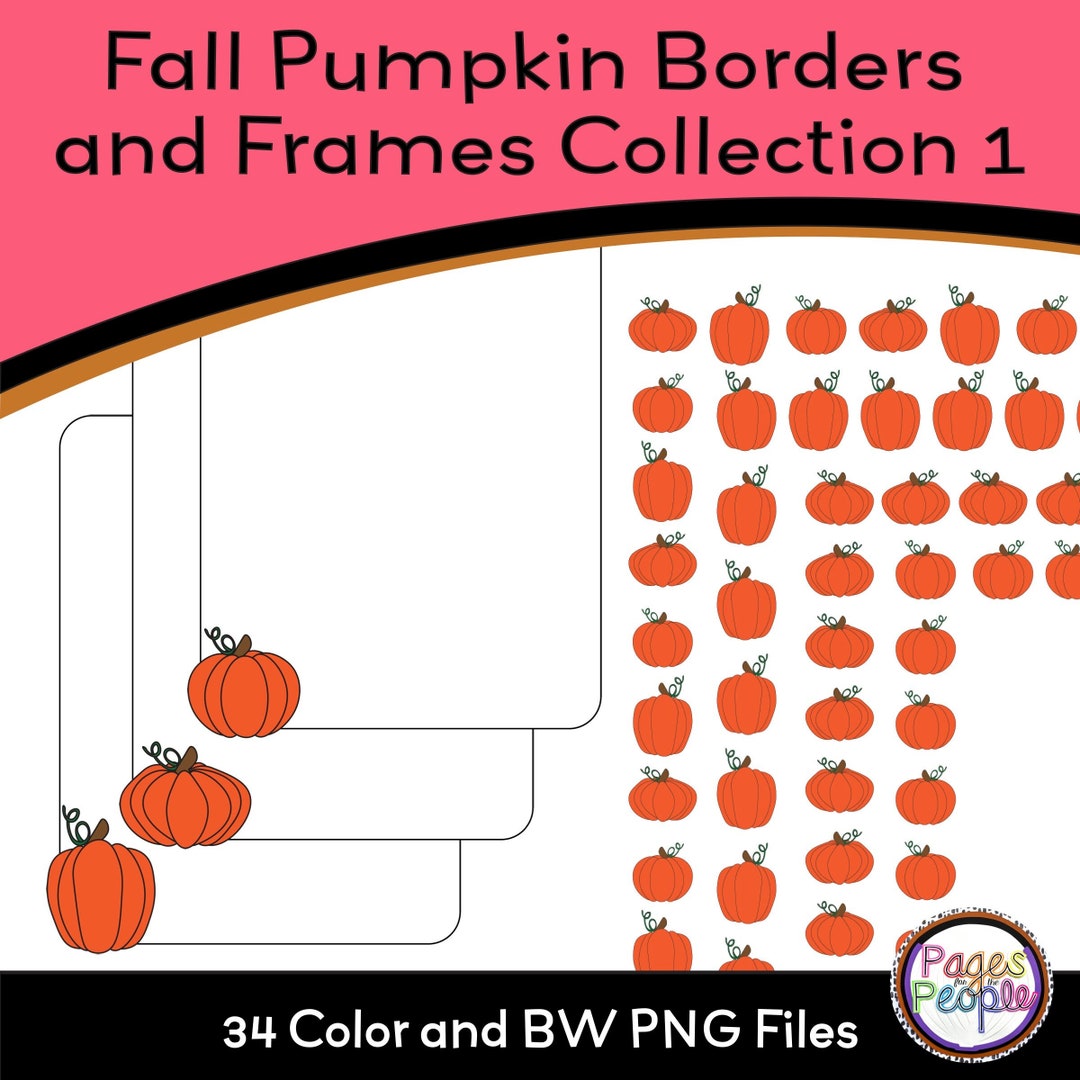 Fall Pumpkin Clip Art Border and Frame Collection 1 - Etsy