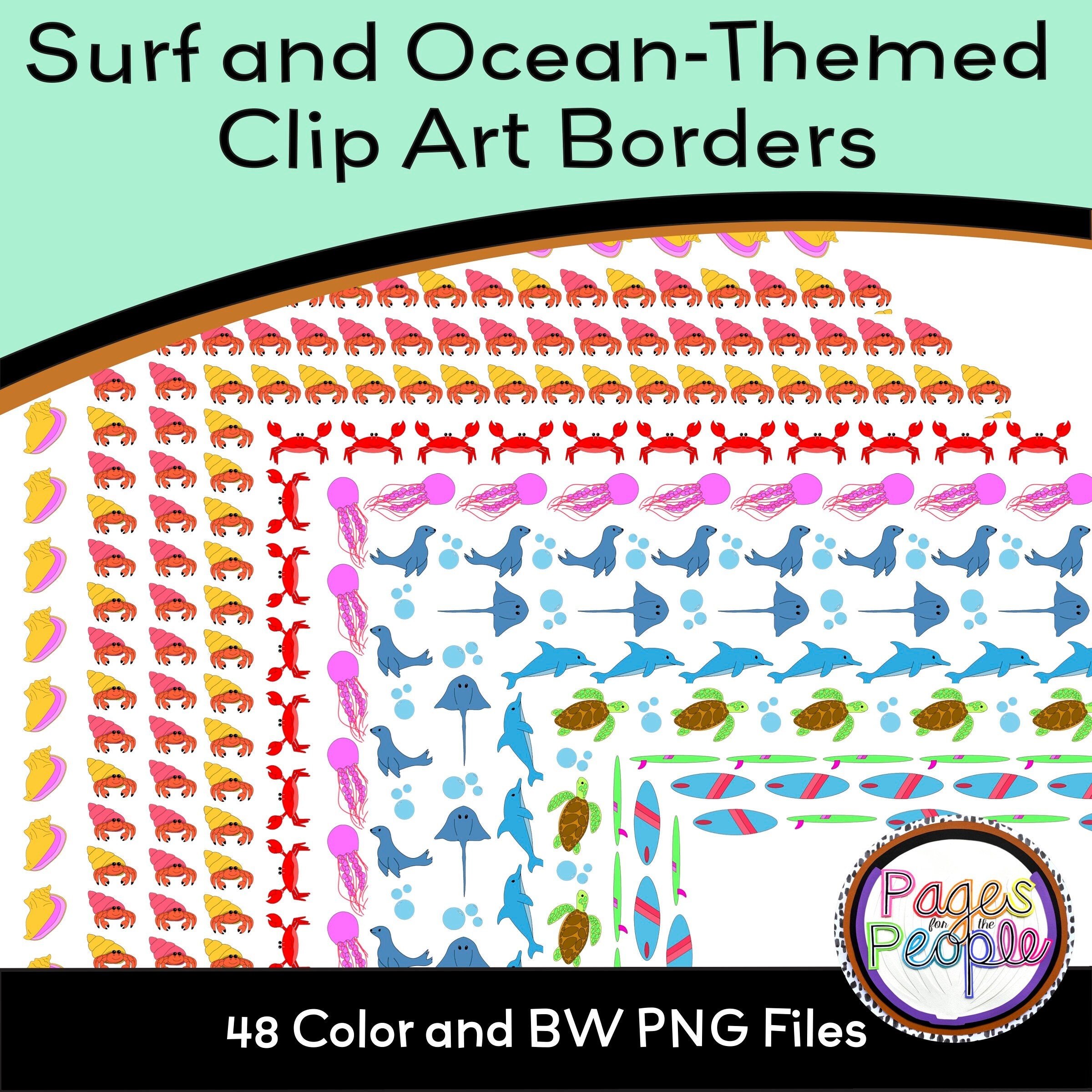 Surf and Ocean Themed Clip Art Borders - Etsy