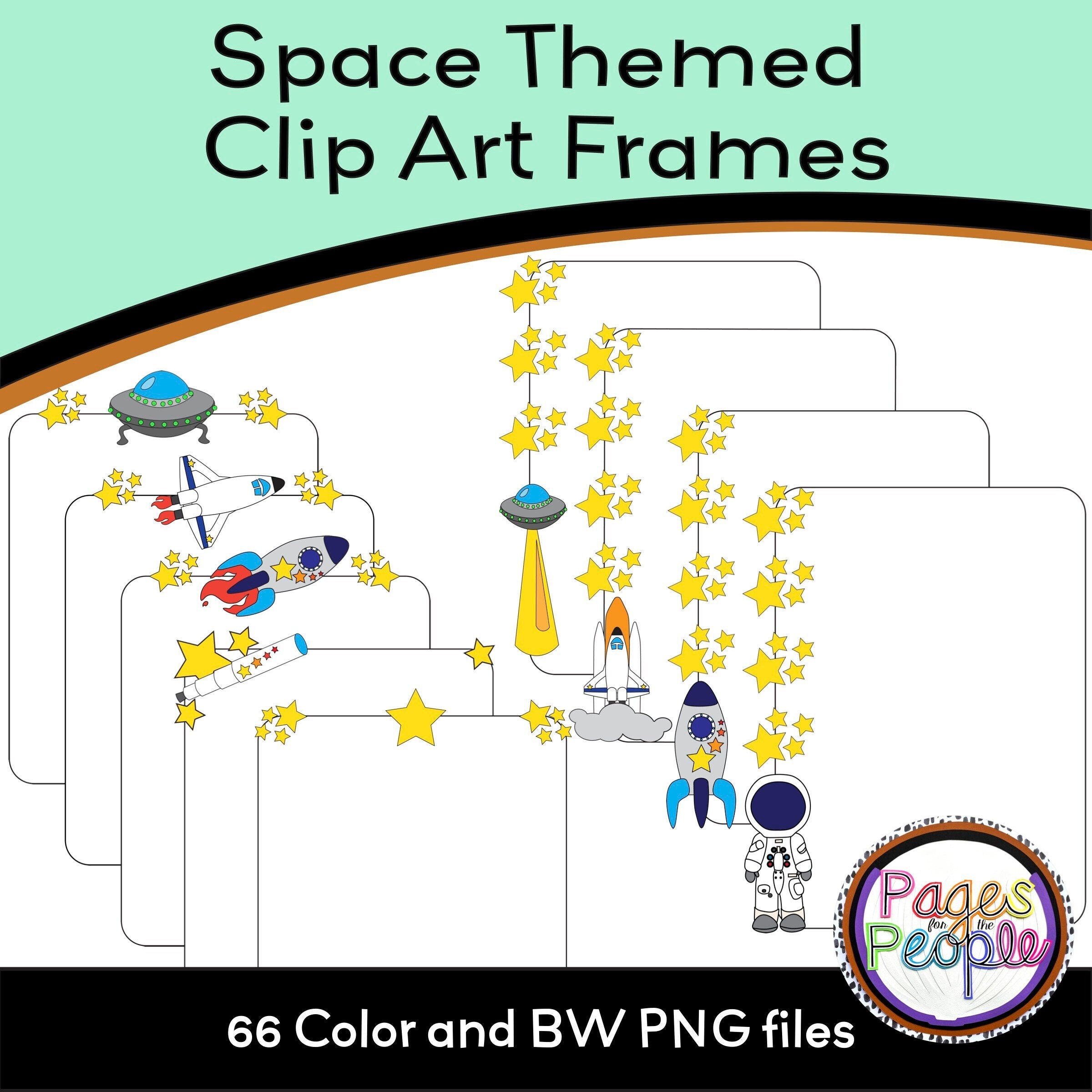 Space Themed Clip Art Frames - Etsy