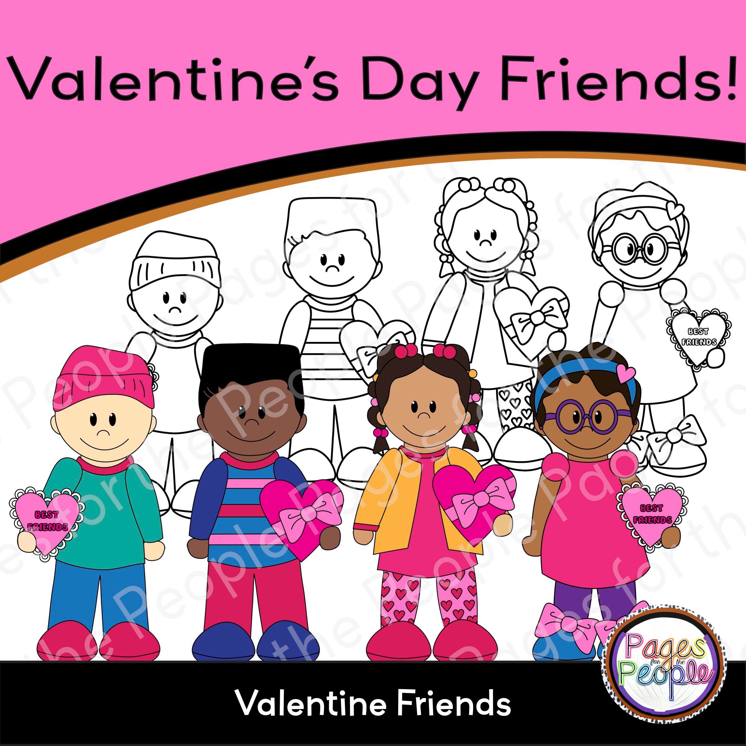 Valentine's Day Friends Clip Art - Etsy