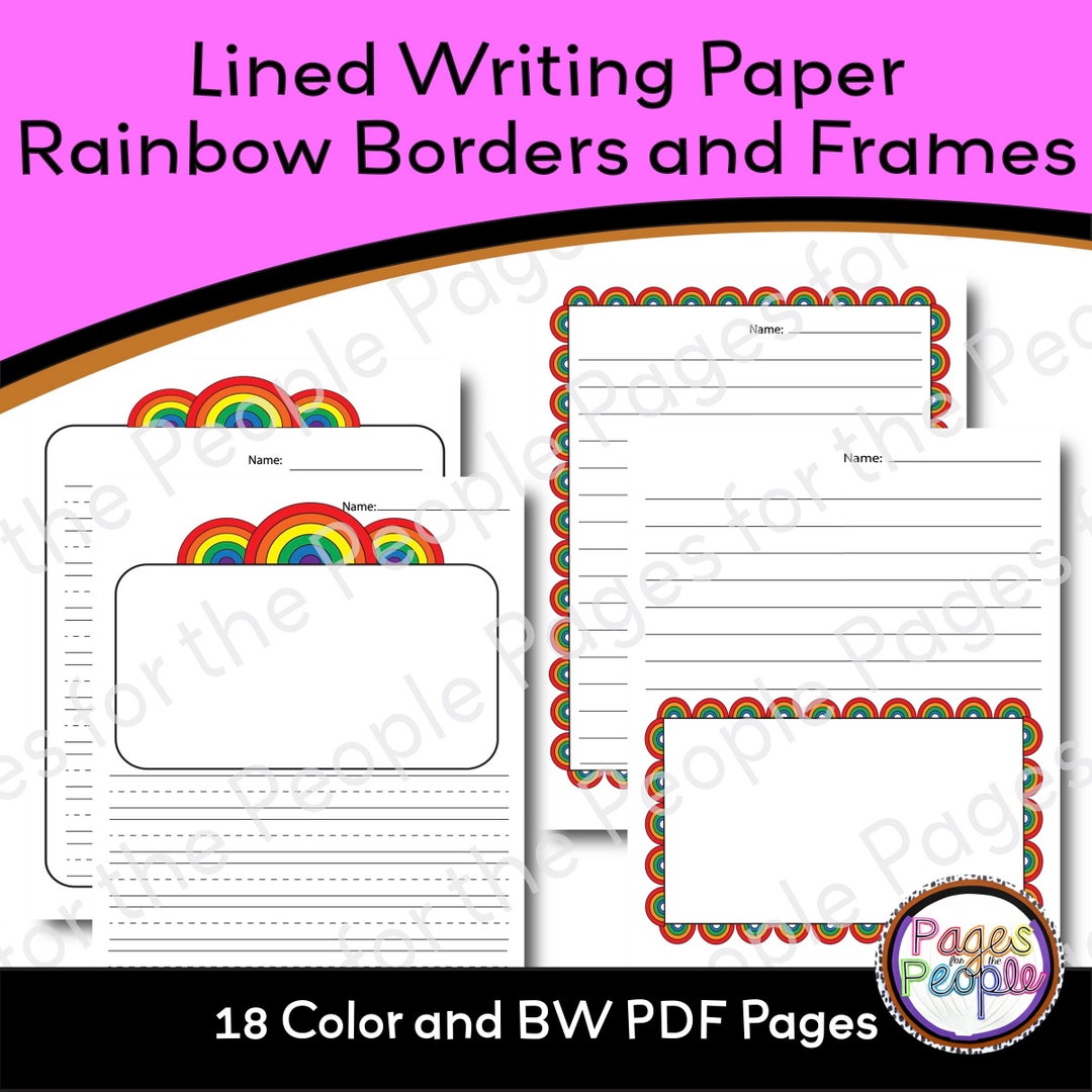 Rainbow Clip Art Lined Writing Paper Printable (digital Download) - Etsy
