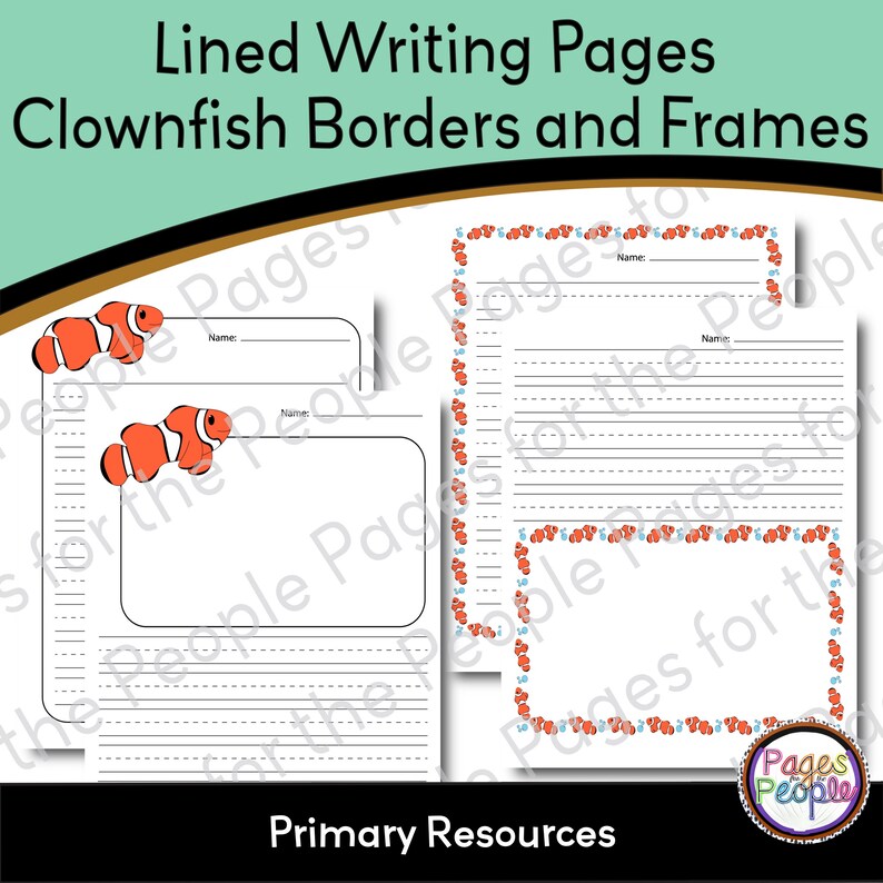 Clownfish Clip Art Lined Writing Paper Printable (digital Download) - Etsy