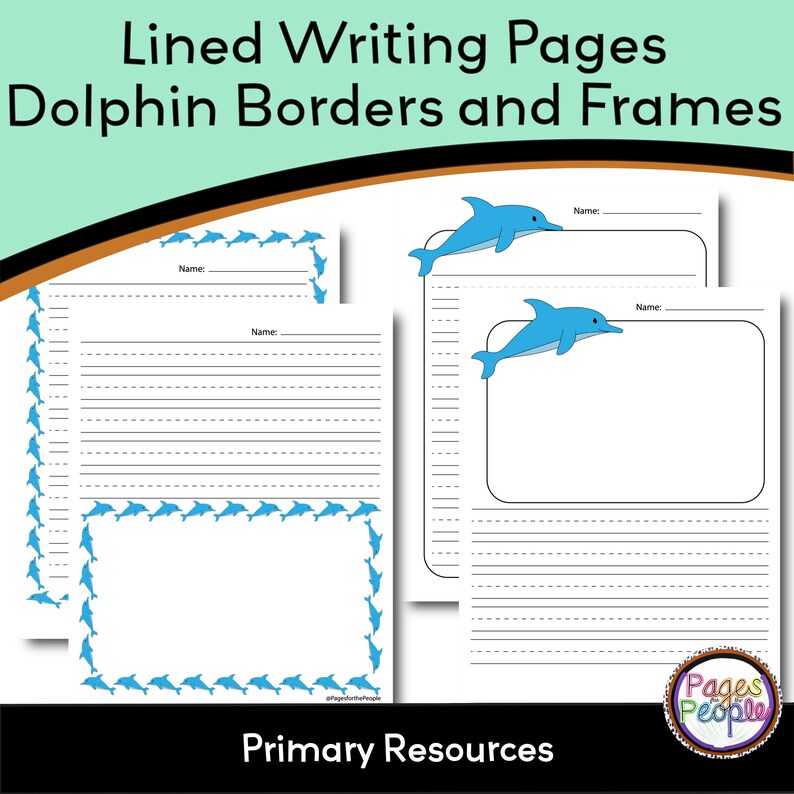Dolphin Clip Art Lined Writing Paper Printable digital - Etsy
