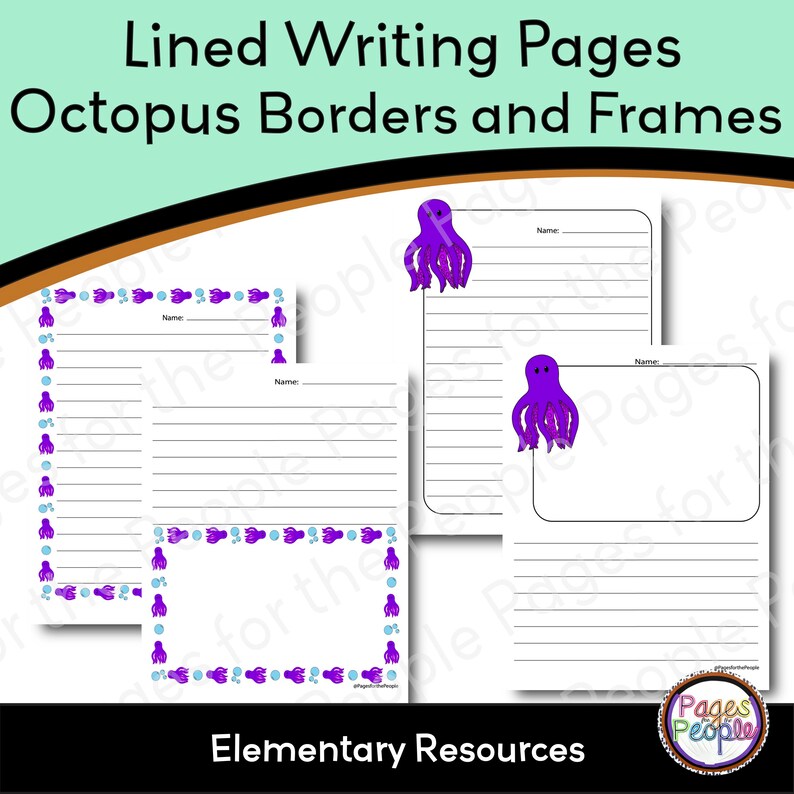 Octopus Clip Art Lined Writing Paper Printable digital Download - Etsy
