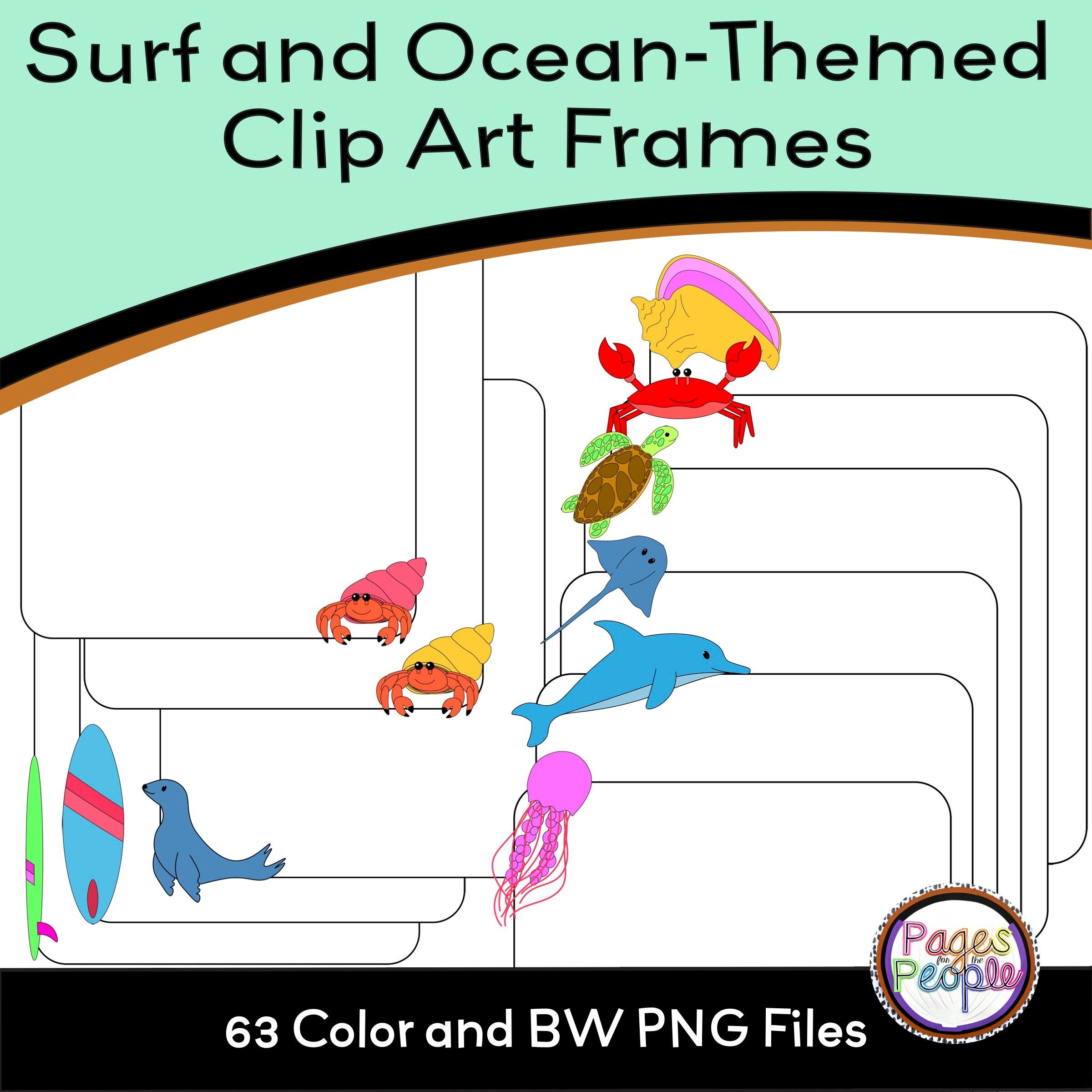Surf and Ocean Themed Clip Art Frames - Etsy