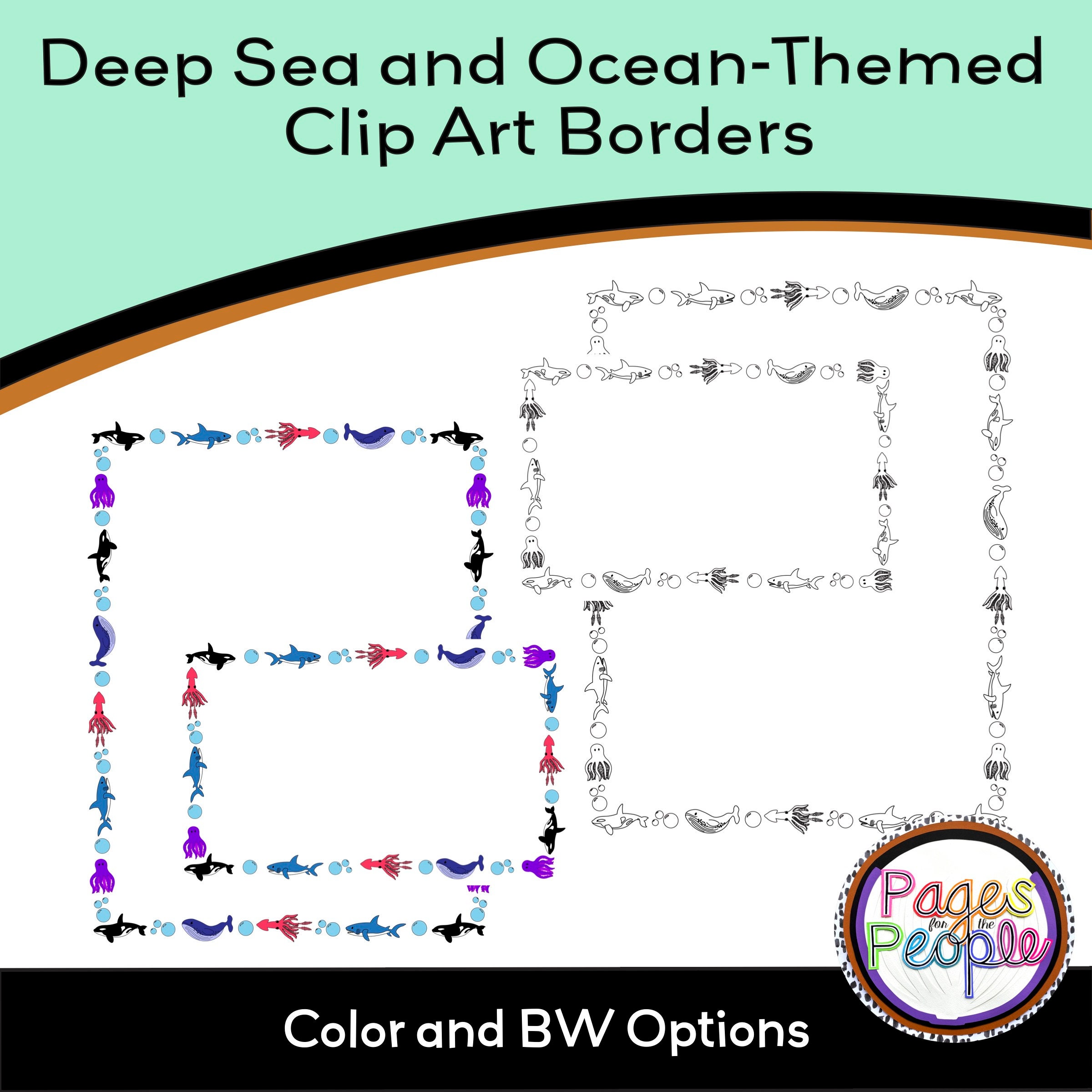 Deep Sea and Ocean-themed Clip Art Borders - Etsy