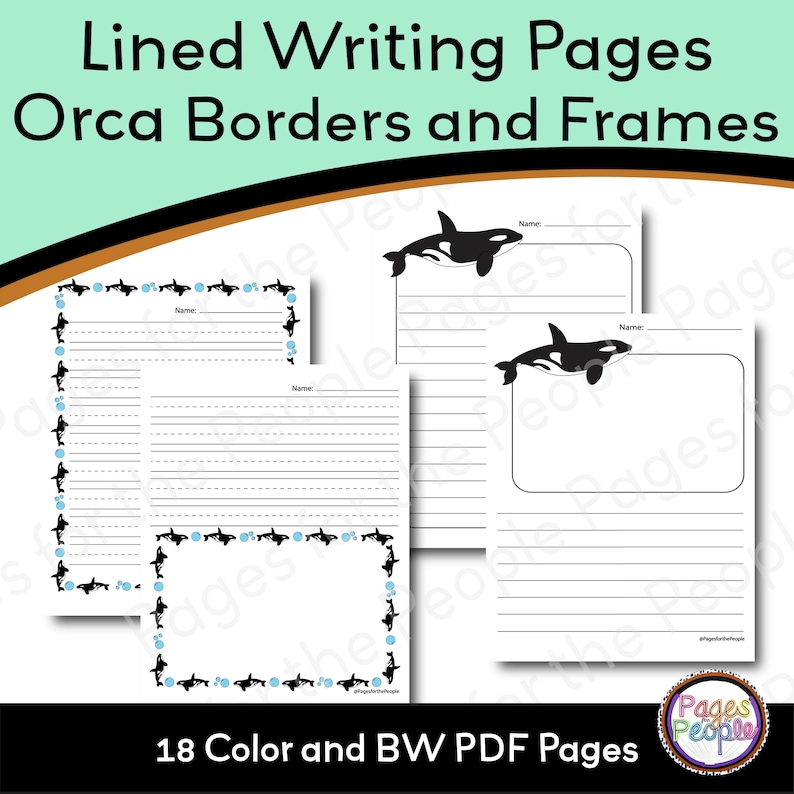 Orca Clip Art Lined Writing Paper Printable (digital Download) - Etsy