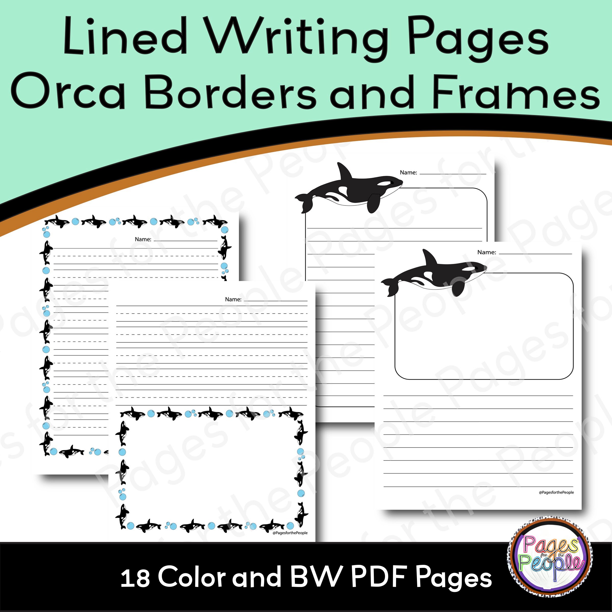 Orca Clip Art Lined Writing Paper Printable (digital Download) - Etsy