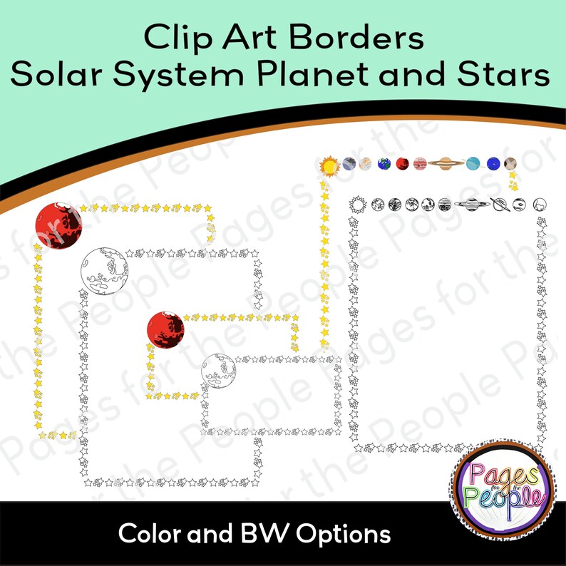 Solar System Planet and Stars Clip Art Borders - Etsy