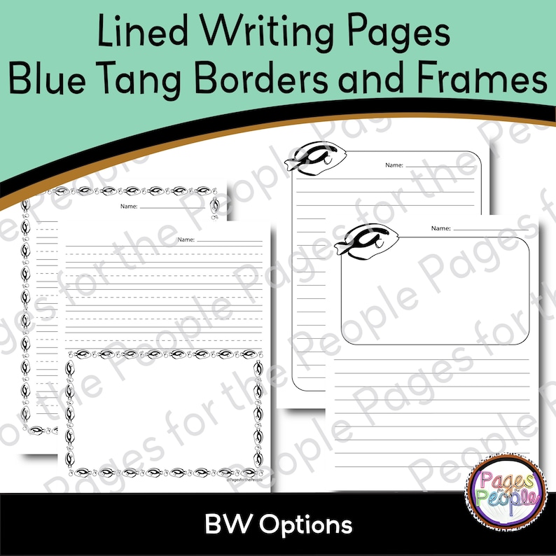 Blue Tang Fish Clip Art Lined Writing Paper Printable (digital Download ...