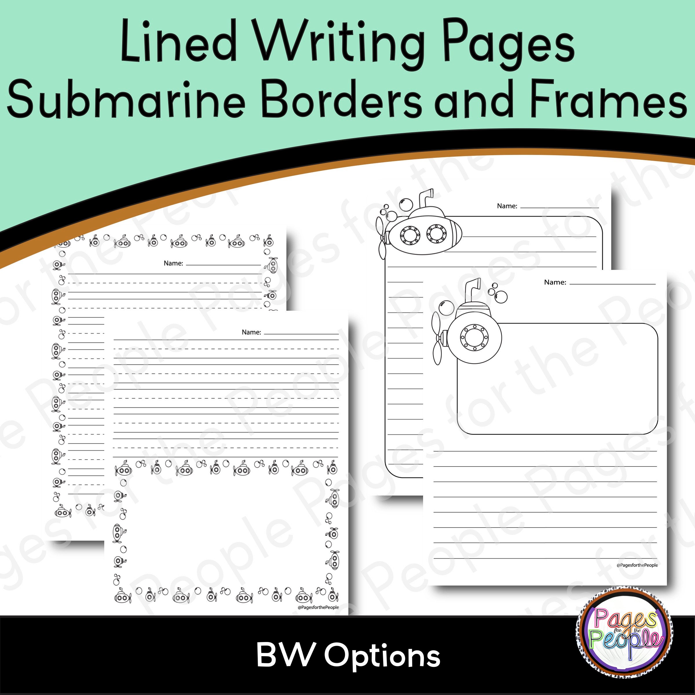 Submarine Clip Art Lined Writing Paper Printable (digital Download) - Etsy