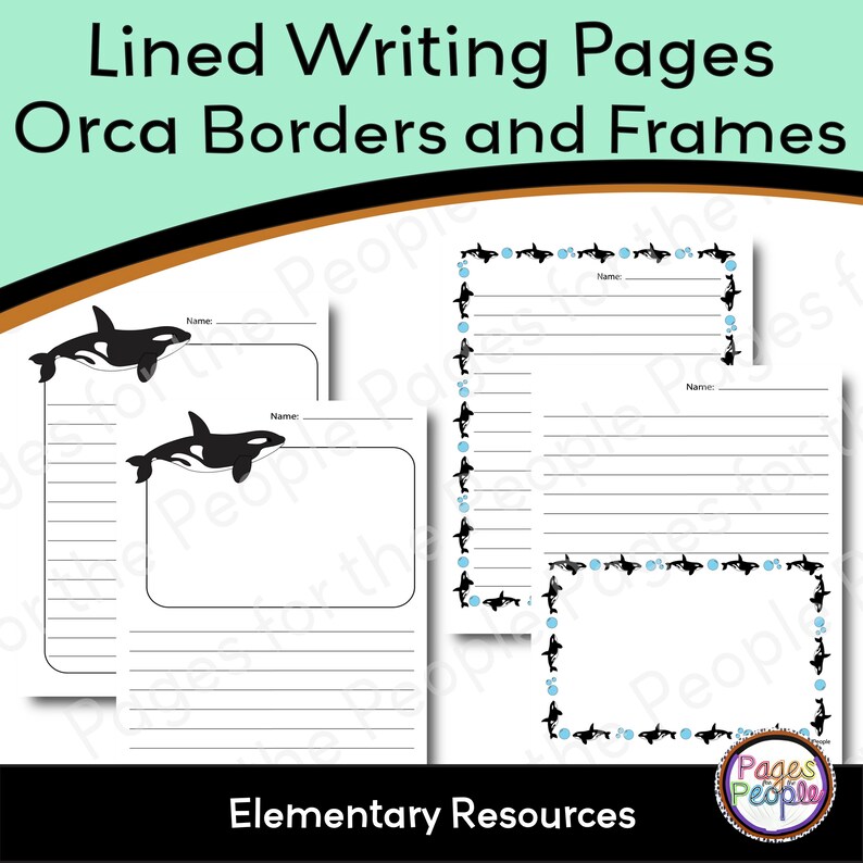 Orca Clip Art Lined Writing Paper Printable (digital Download) - Etsy