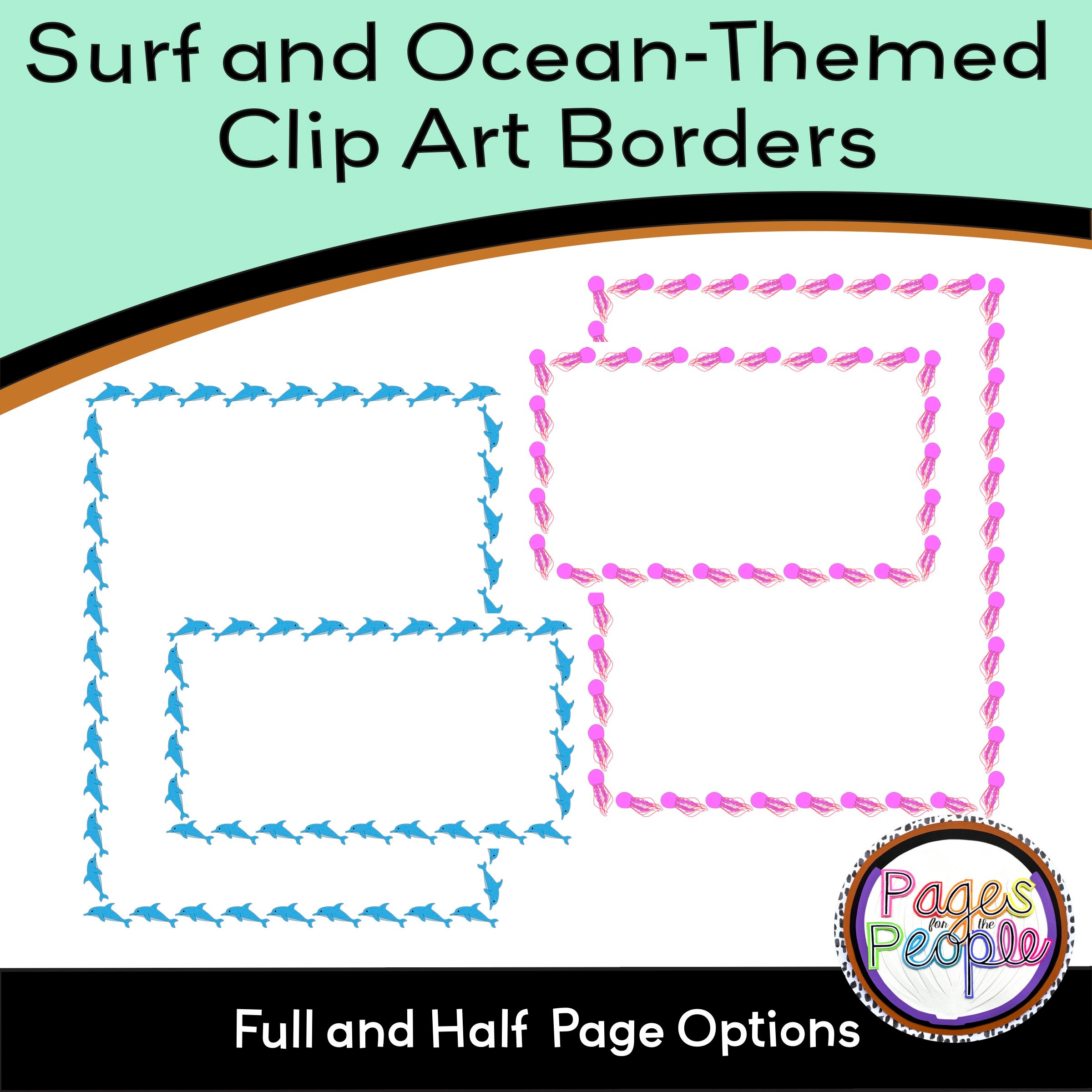 Surf and Ocean Themed Clip Art Borders - Etsy