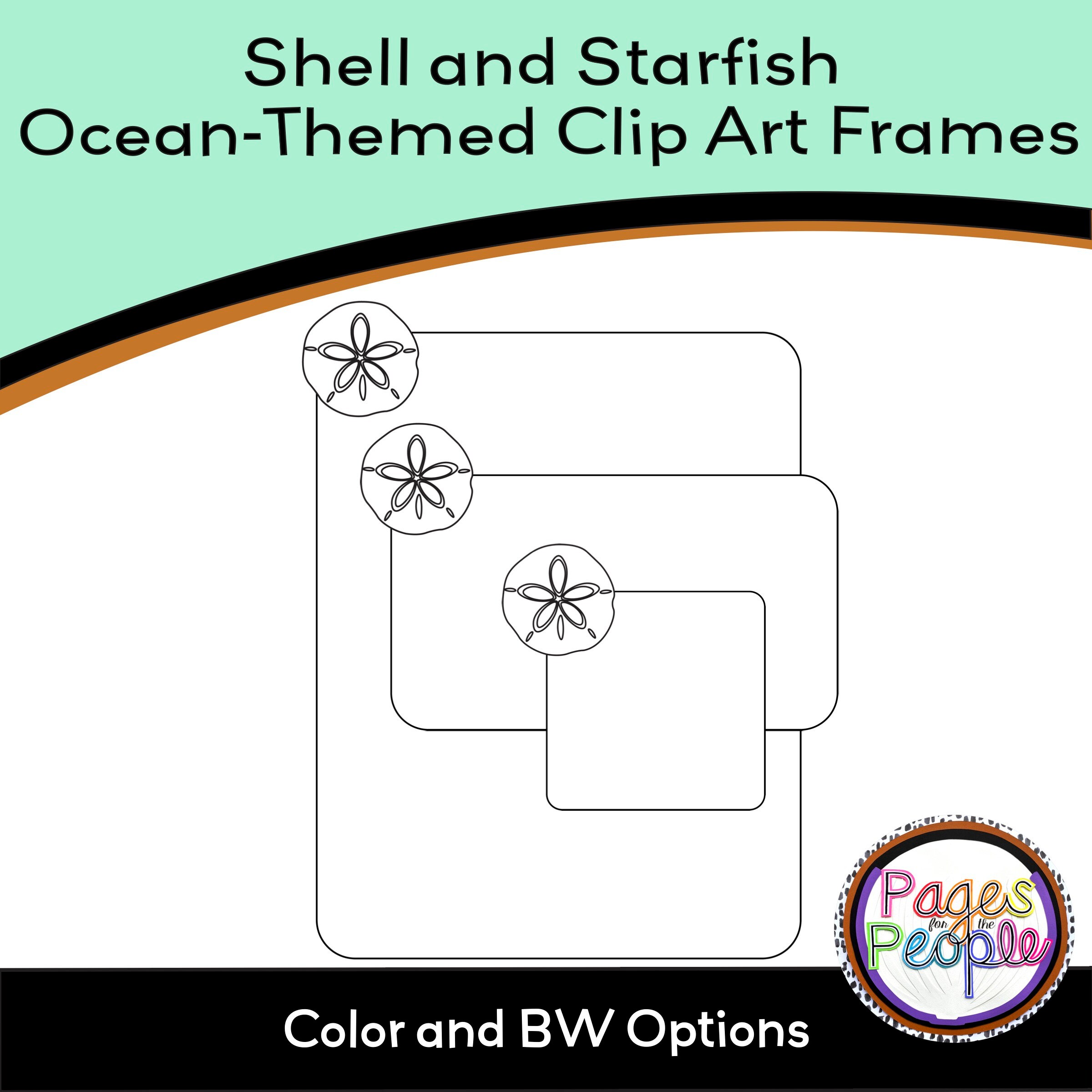Shells and Starfish Ocean Themed Clip Art Frames - Etsy
