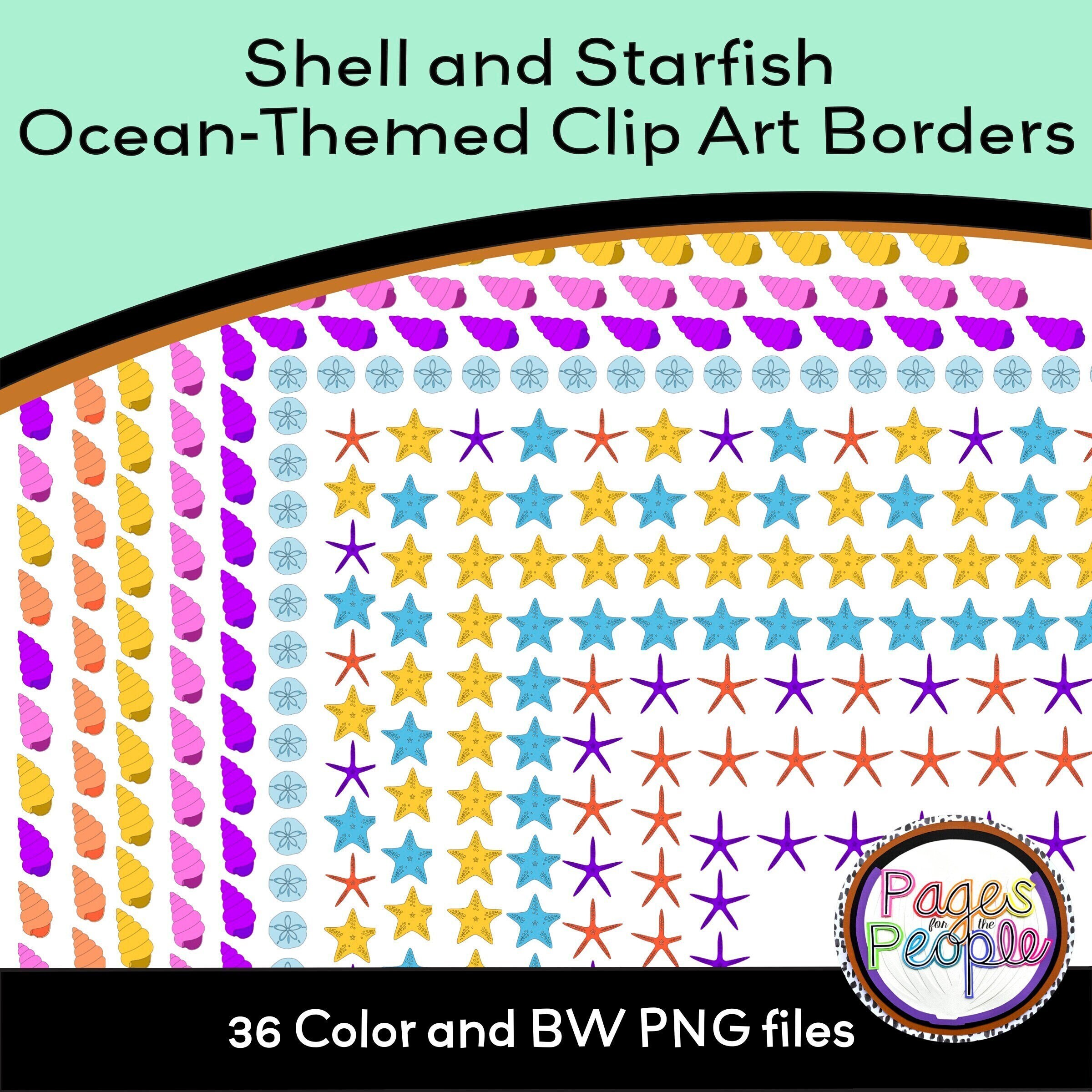 Shell and Starfish Ocean-themed Clip Art Borders - Etsy