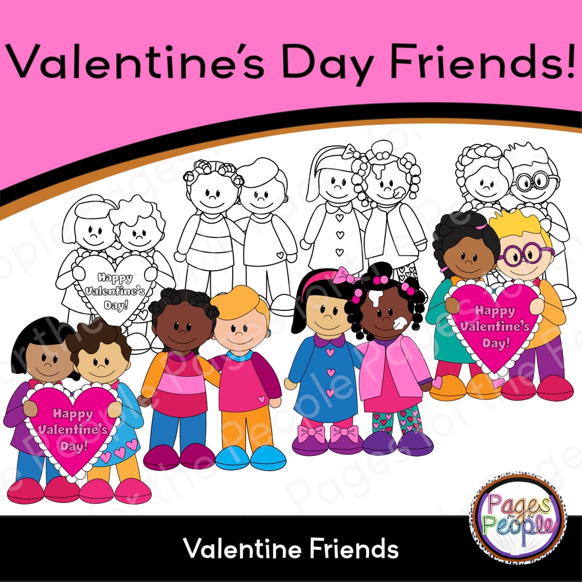 Valentine's Day Friends Clip Art - Etsy