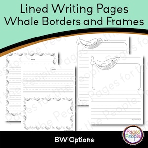 Whale Clip Art Lined Writing Paper Printable (digital Download) - Etsy